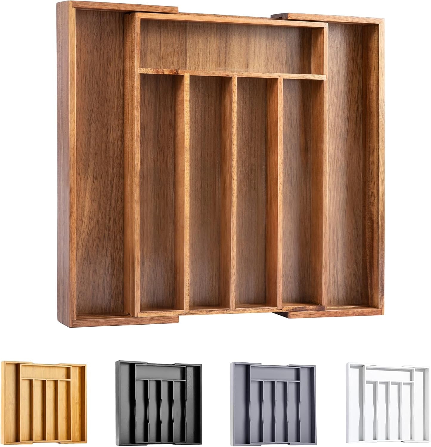 Acacia Silverware Organizer Kitchen Drawer Organizer Expandable Bamboo ...