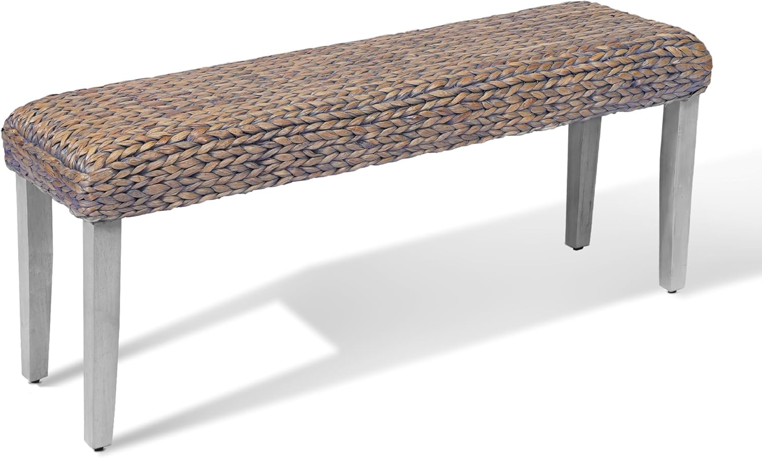 Acacia Solid Wood Bench with Woven Water Hyacinth Seat, Entryway Bench ...