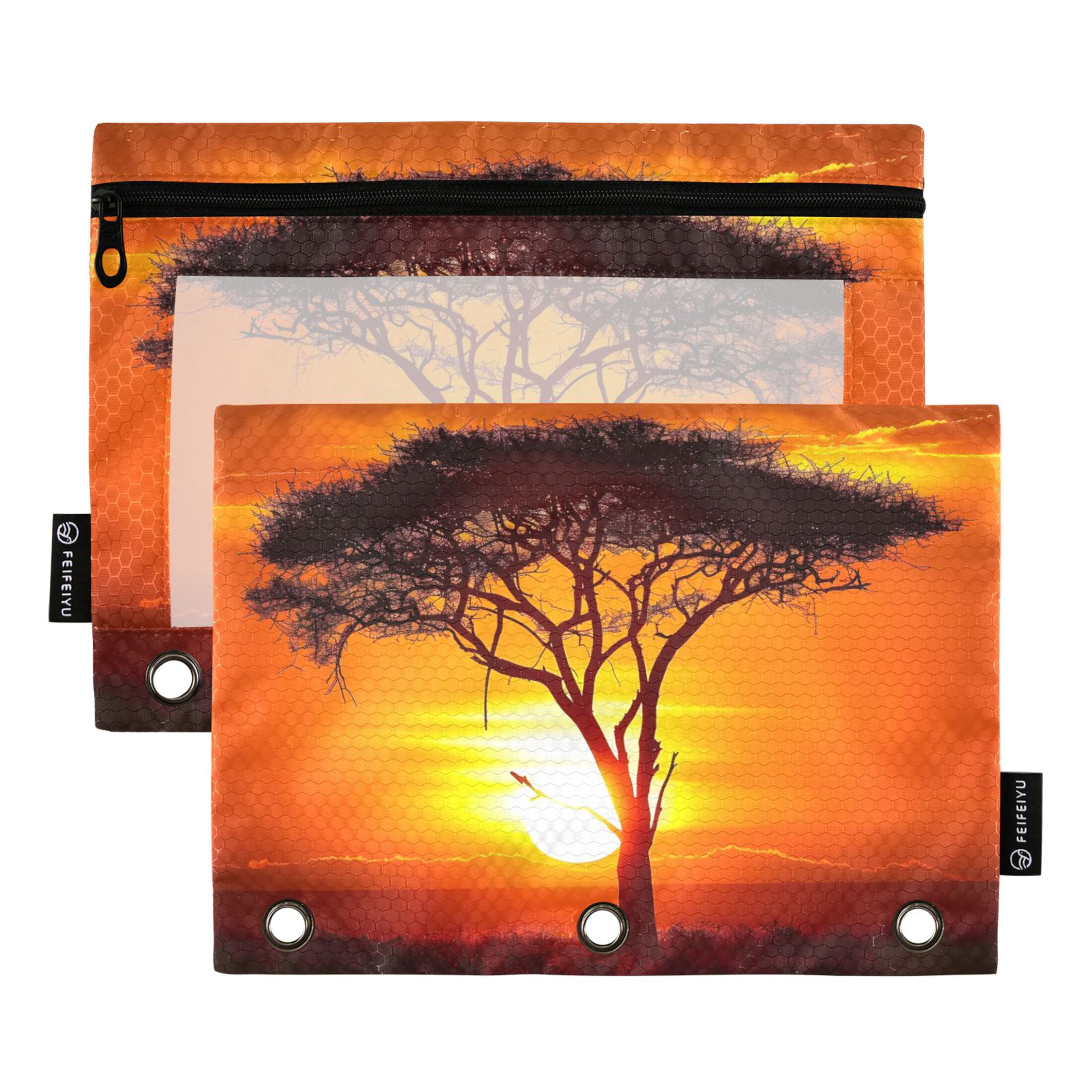 Acacia Tree and Sunset 2 Pack Pencil Pouch for 3 Ring Binder Smooth ...