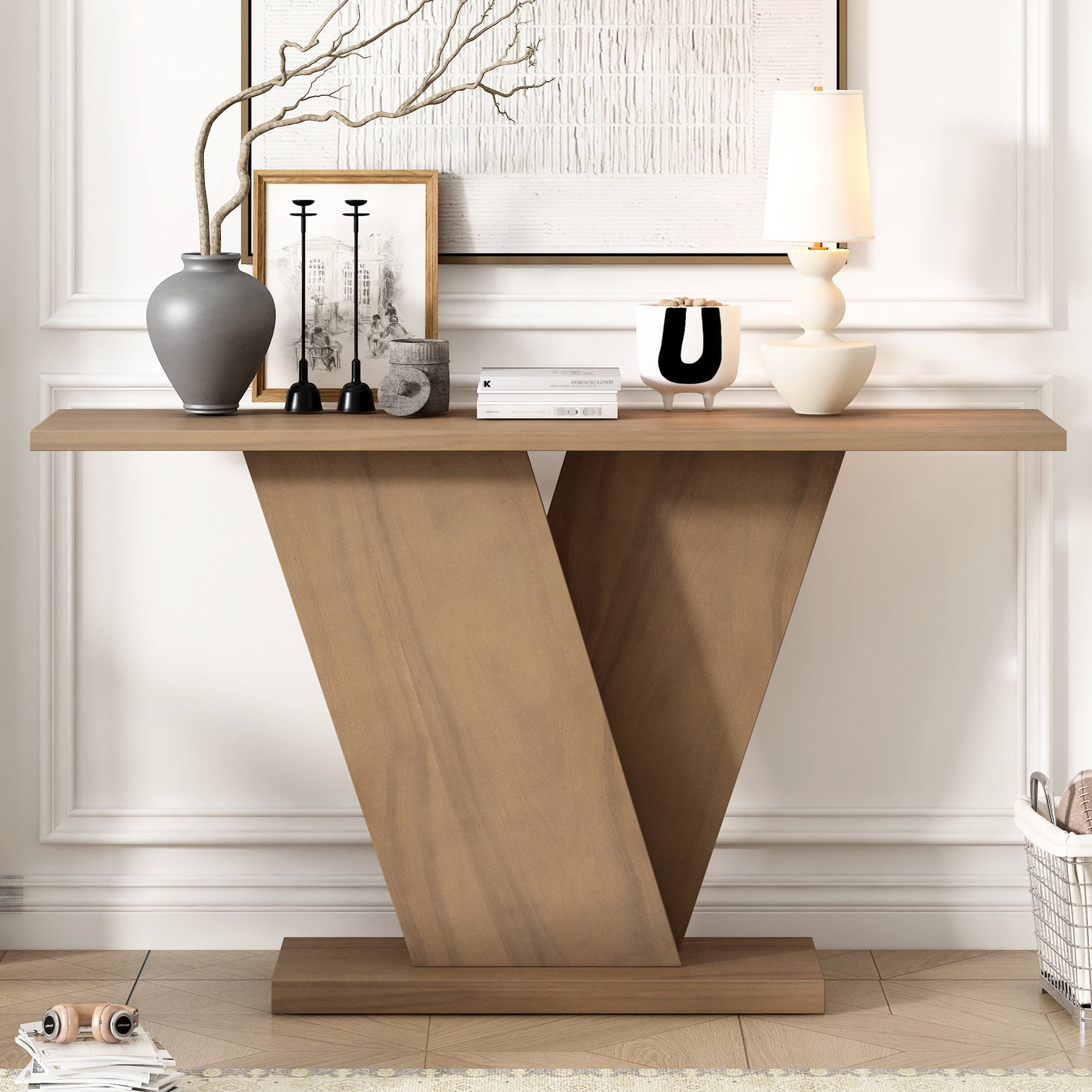 Acacia Veneer MDF Table - V-Base for Versatile Placement - Works in ...