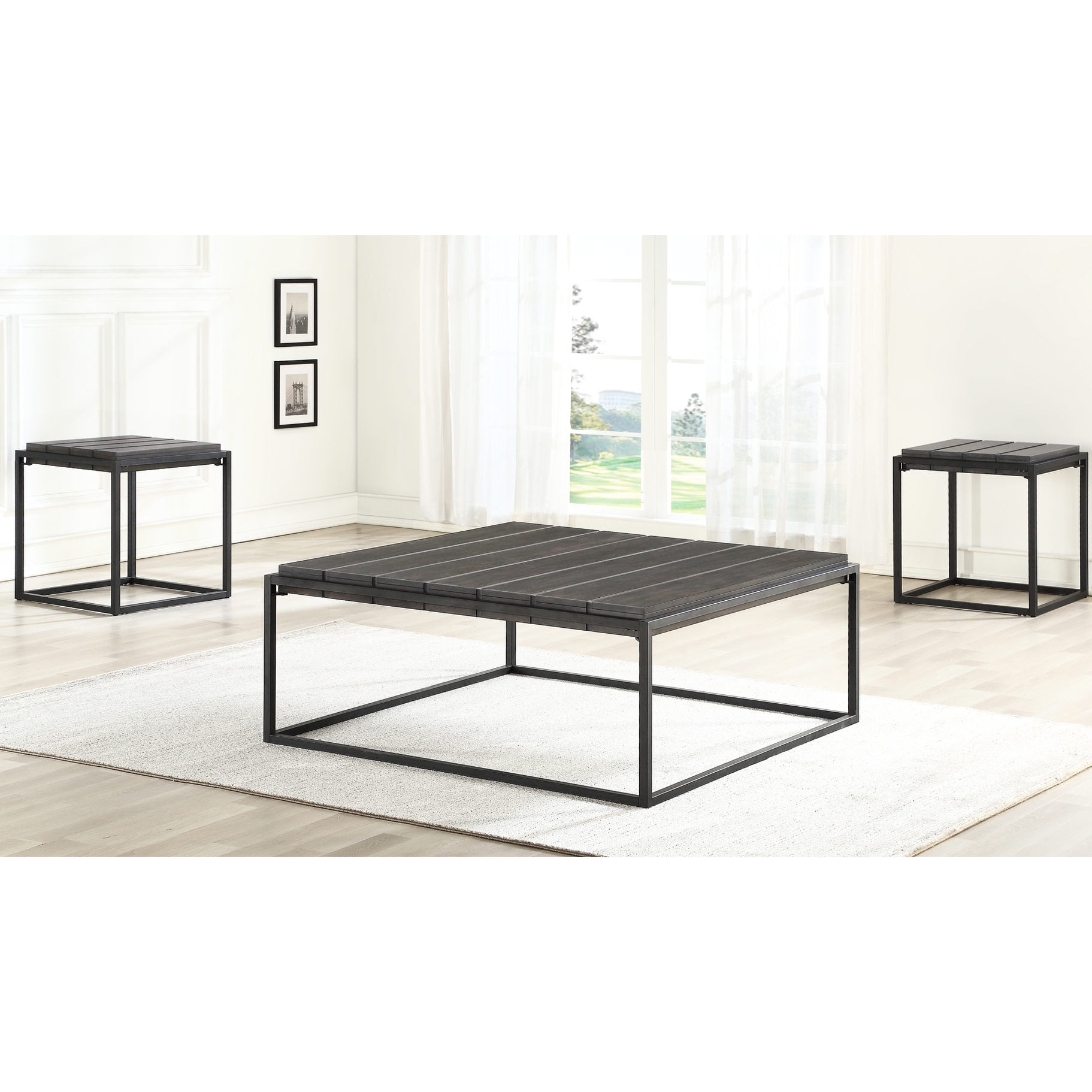 Acacia Veneer Tables / Great for Open - Plan Rooms / Dark Brown Walnut ...
