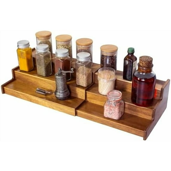 Acacia Wood 3 Tiered Spice Rack, 3 Tier Spice Organizer for Cabinet or ...