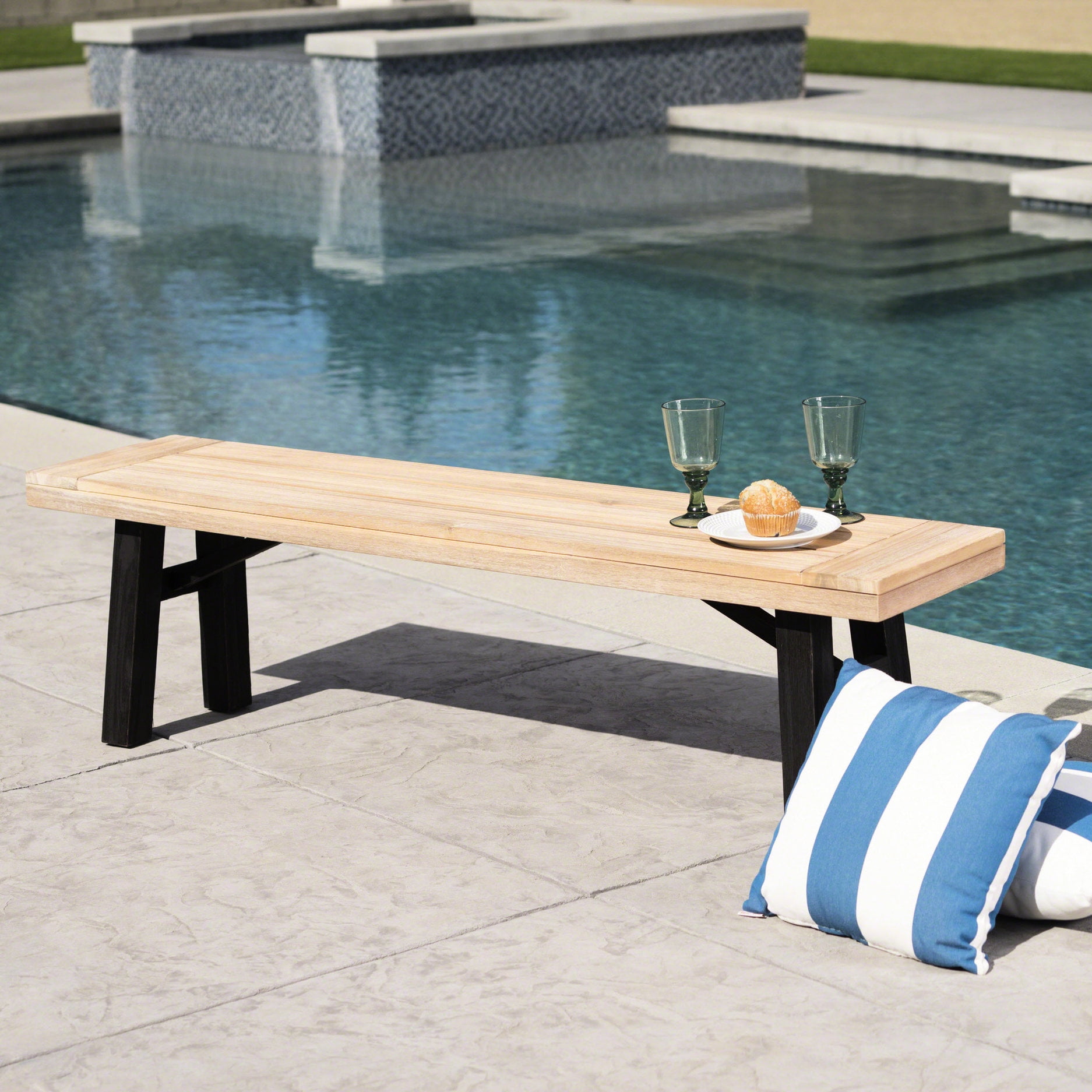 Acacia Wood Bench, 600 lbs Capacity, Slat Seating Design - Walmart.com
