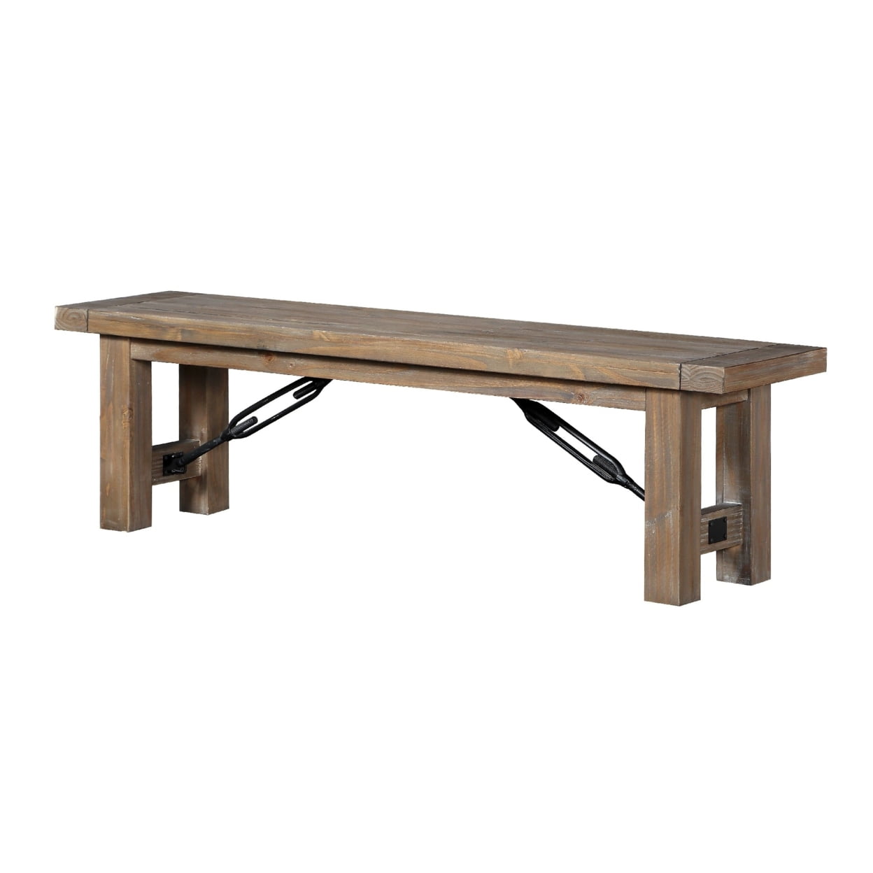 Acacia Wood Bench with Thick Block Legs, Brown - Saltoro Sherpi ...