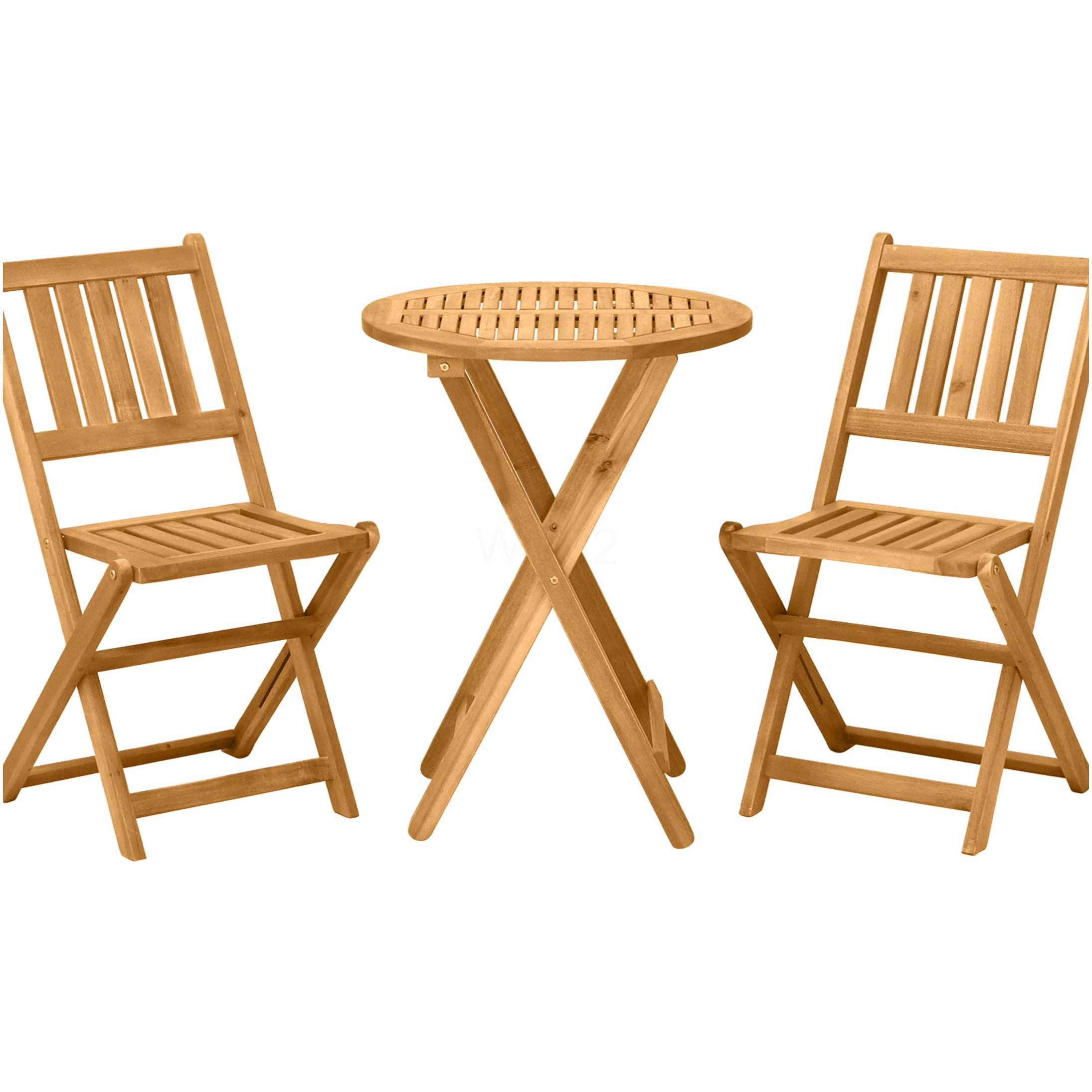 Acacia Wood Bistro Set 3-Piece Folding Patio Table and Chairs for ...