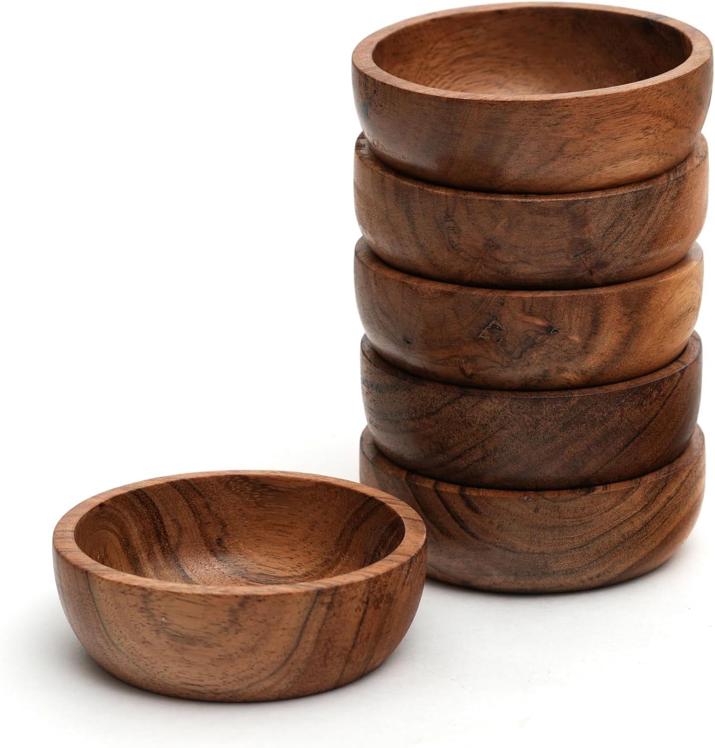 Acacia Wood Bowls: Handcrafted, Rustic, 6 Bowls of 3.75-inch, 0.25 ...