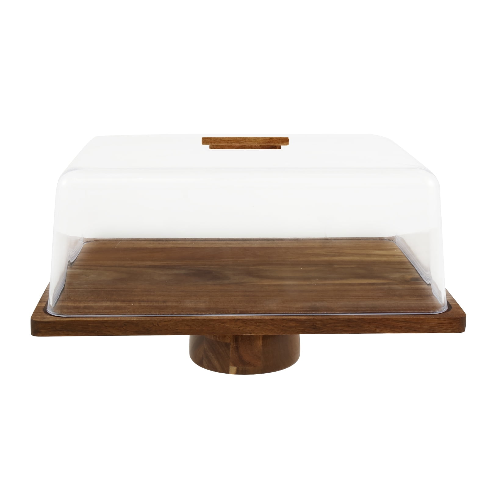 Acacia Wood Cake Stand with Acrylic Lid, Rectangular Cake Holder with ...
