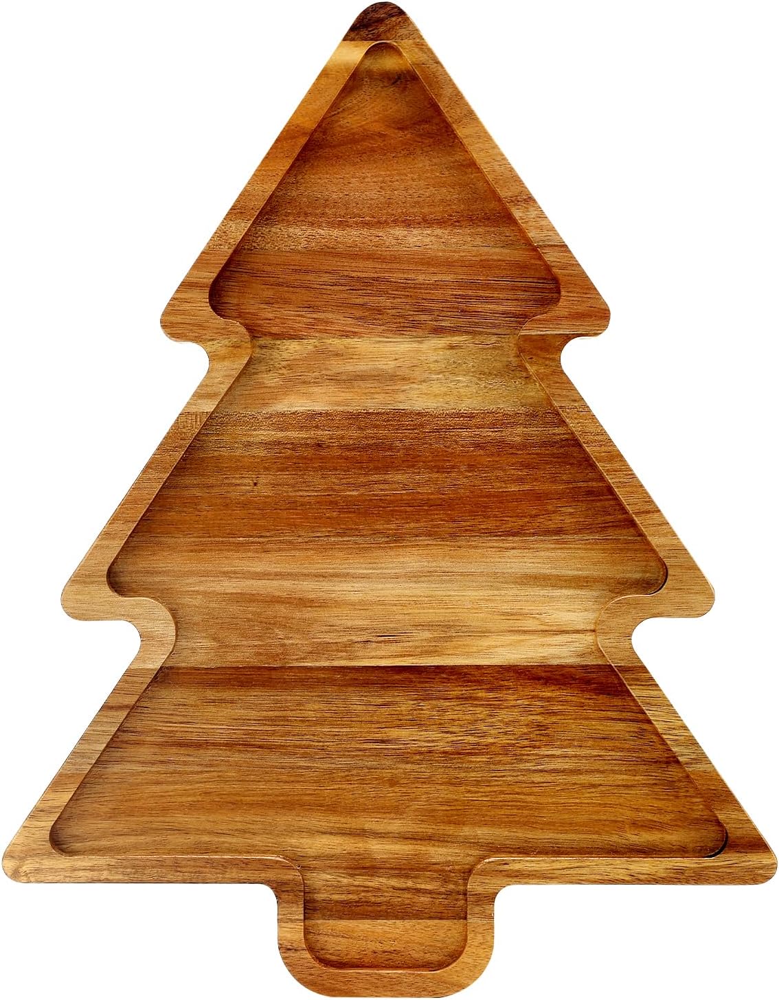 Acacia Wood Christmas Tree Tray Gift Ideas Decorative Xmas Platters ...