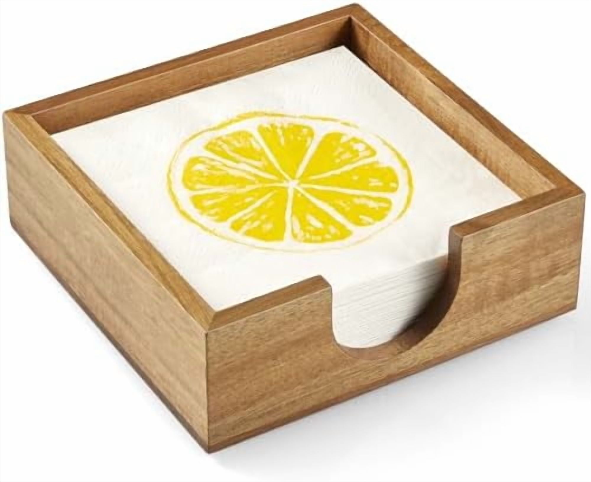 Acacia Wood Cocktail Napkin Holder, Beverage Napkin Holder for 5 x 5 ...