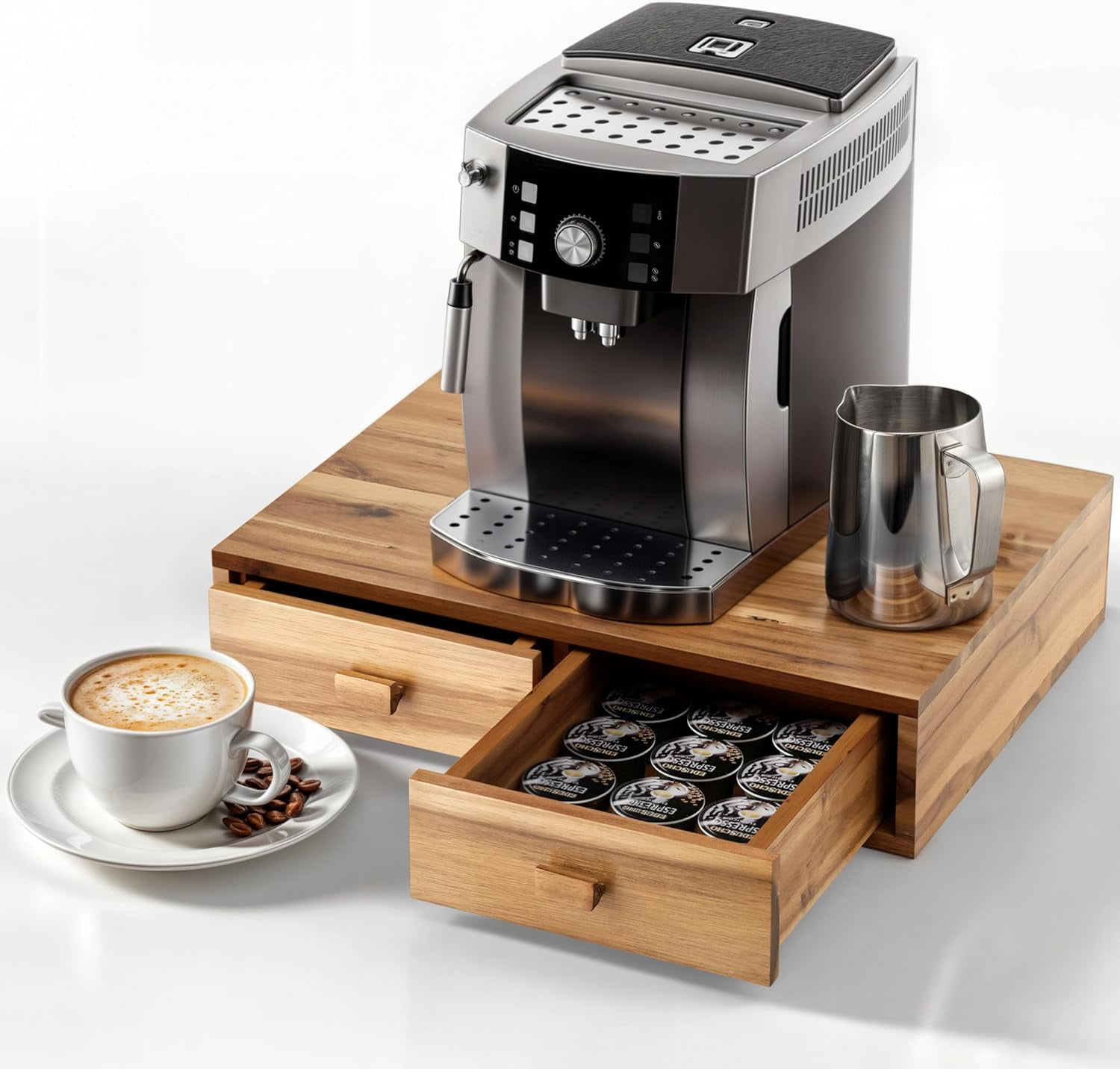 Acacia Wood Coffee Pod Storage Box, 30 Pod Capacity, Coffee Pods and ...