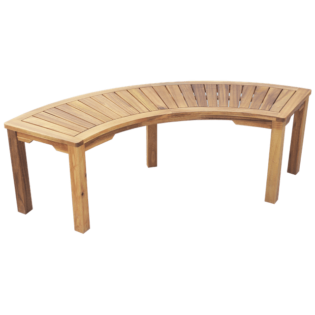 Patio Wise Acacia Wood Curved Fire Pit Bench, 5-Foot Weatherproof ...