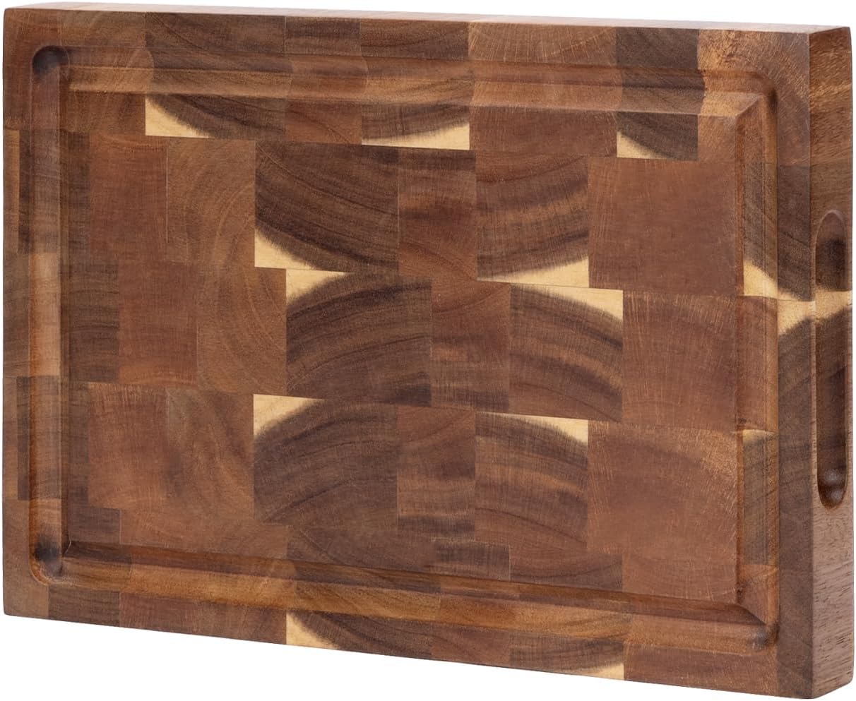 Acacia Wood Cutting Board for Kitchen, 1.2" Thick End Grain Chopping ...