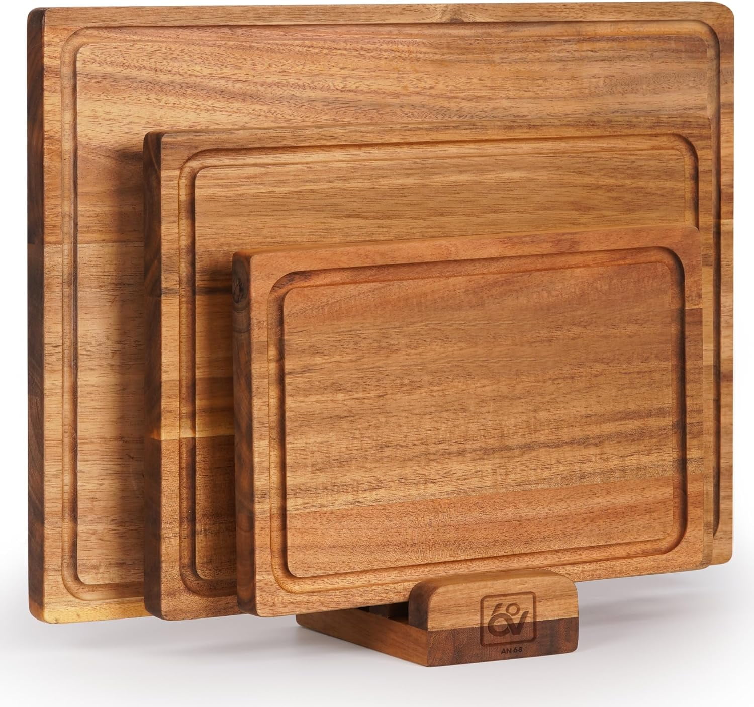 Acacia Wood Cutting Board Set of 3 – 2-in-1 Reversible Butcher Blocks ...