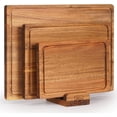 Acacia Wood Cutting Board Set of 3 – 2-in-1 Reversible Butcher Blocks ...