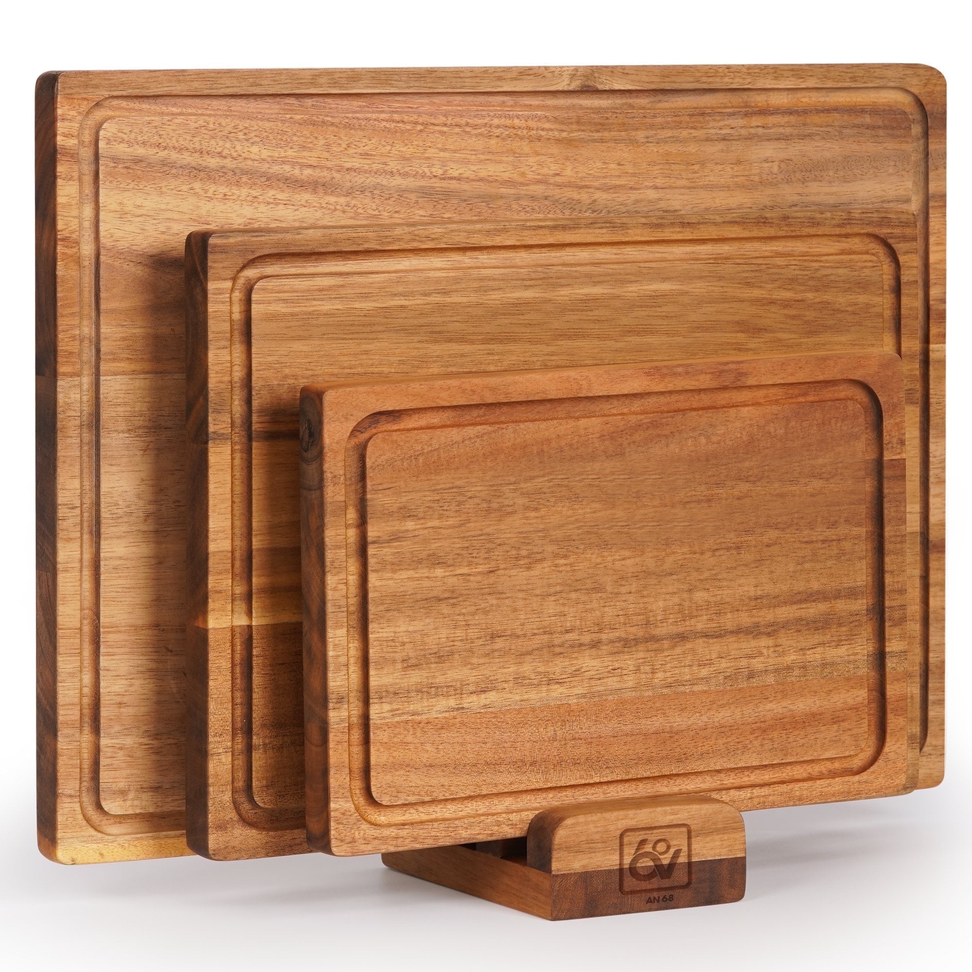 Acacia Wood Reversible Dual-Sided Juice Groove Multi-Size Cutting Board ...