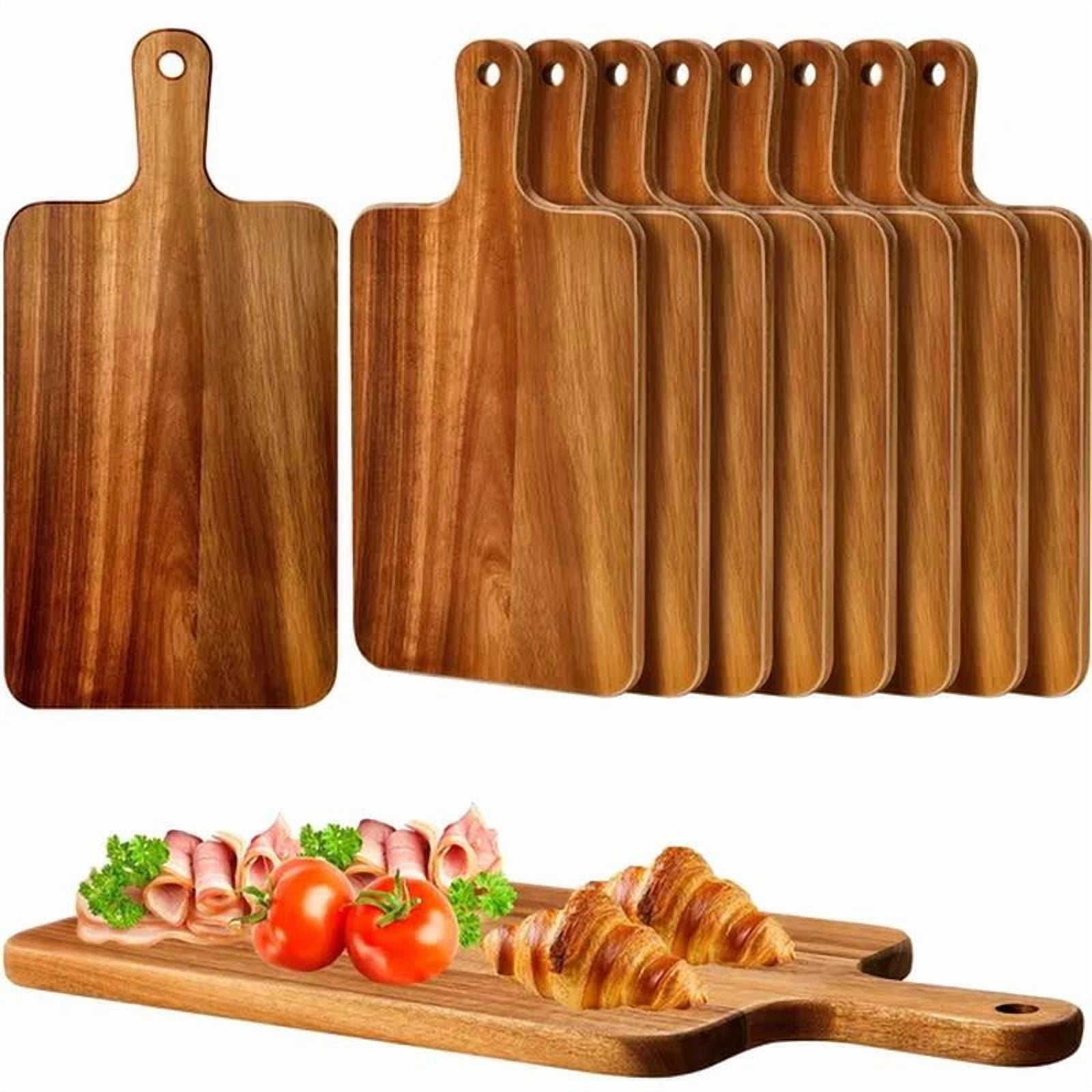 Acacia Wood Cutting Boards with Handles for Pizza, Bread, Cheese ...
