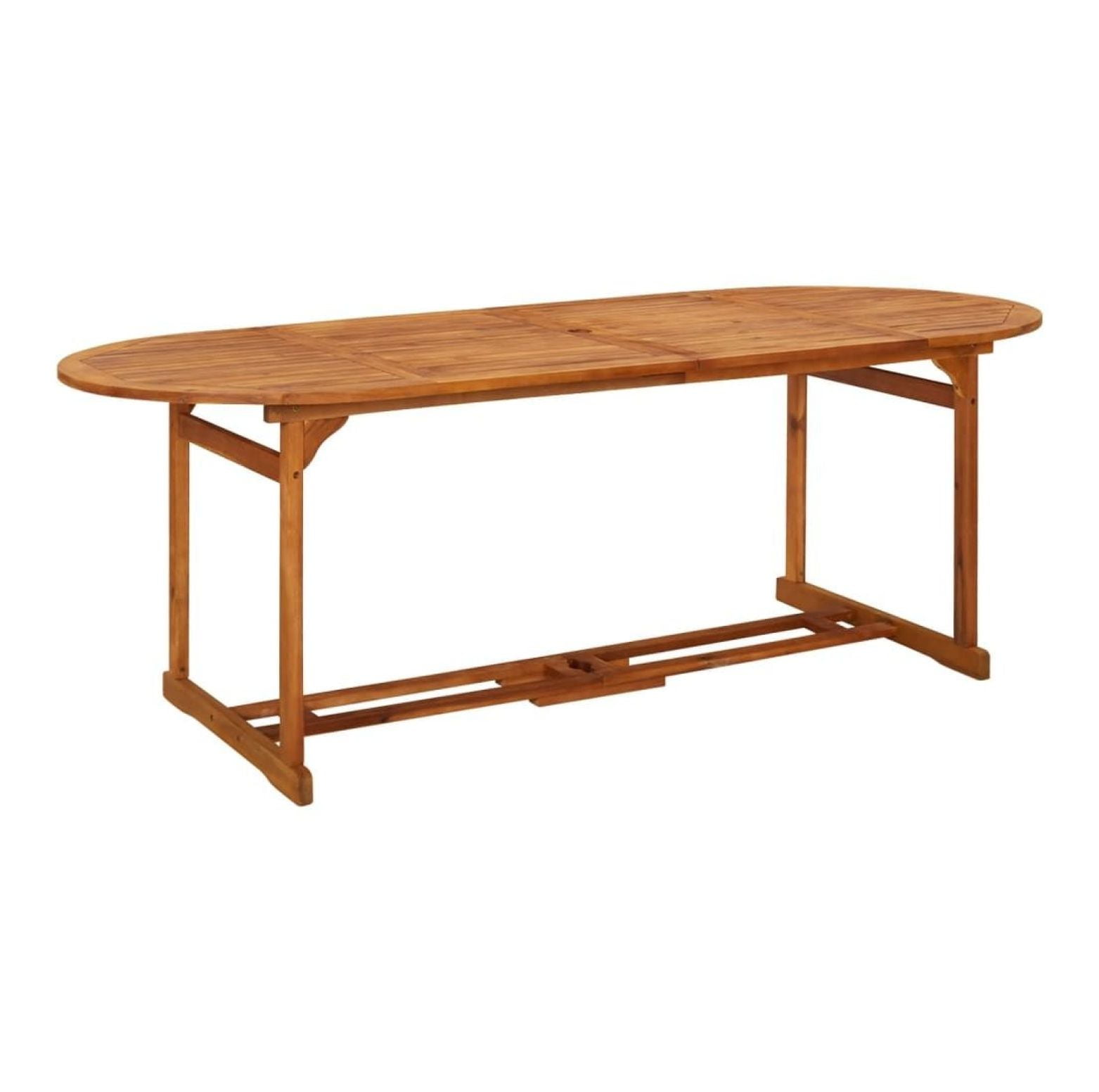 Acacia Wood Dining Table 86.6", Outdoor Patio Furniture, Solid Wood ...