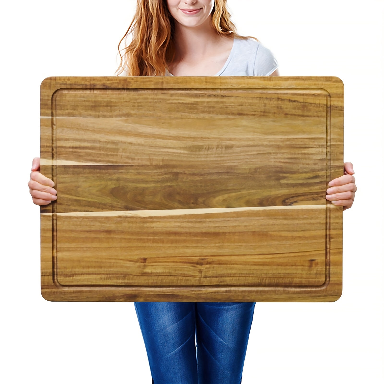 Acacia Wood Dual-Purpose Stove Top Cutting Board & Cheese Platter ...