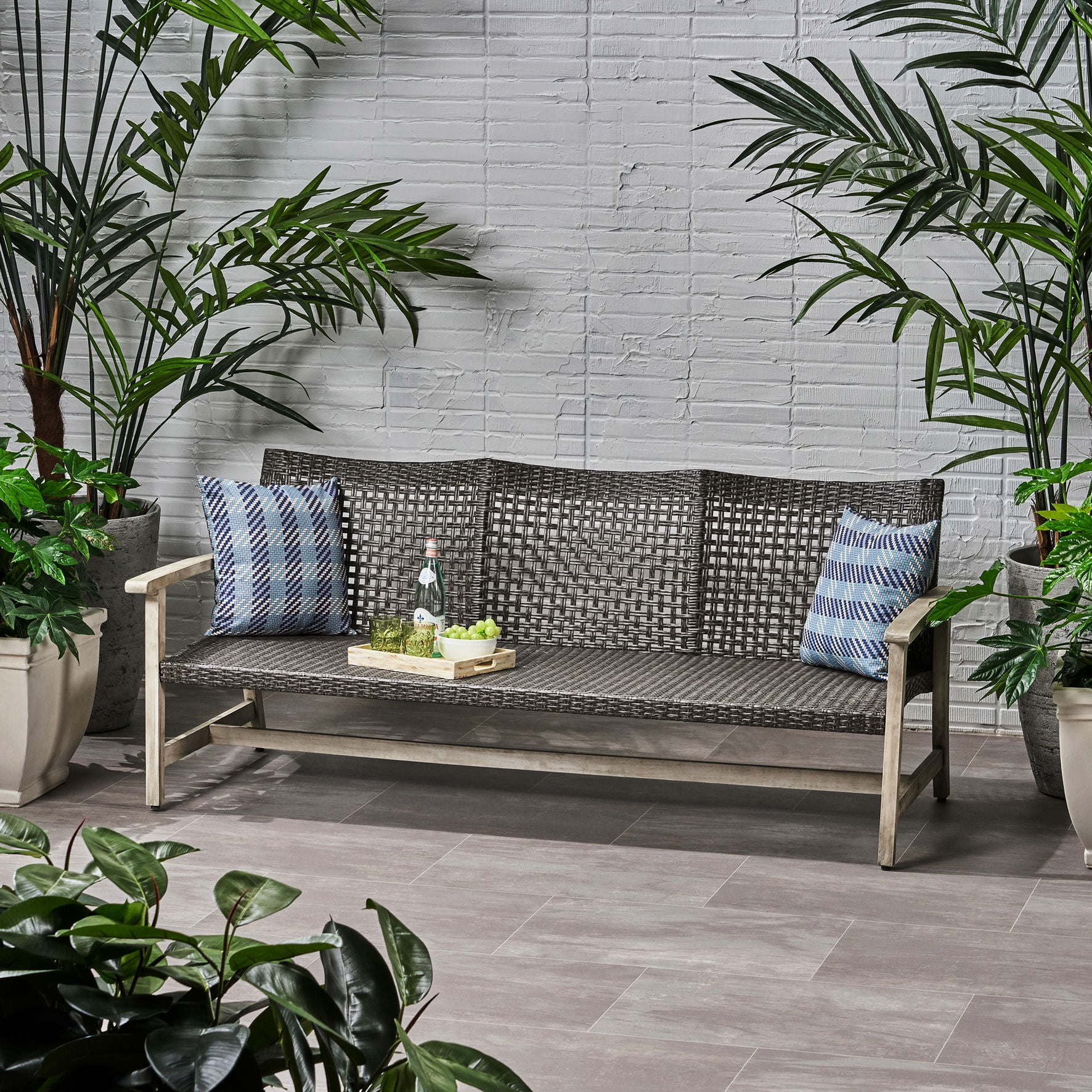Acacia Wood Frame / All - Weather Outdoor Use / Homely 3 - Seater ...