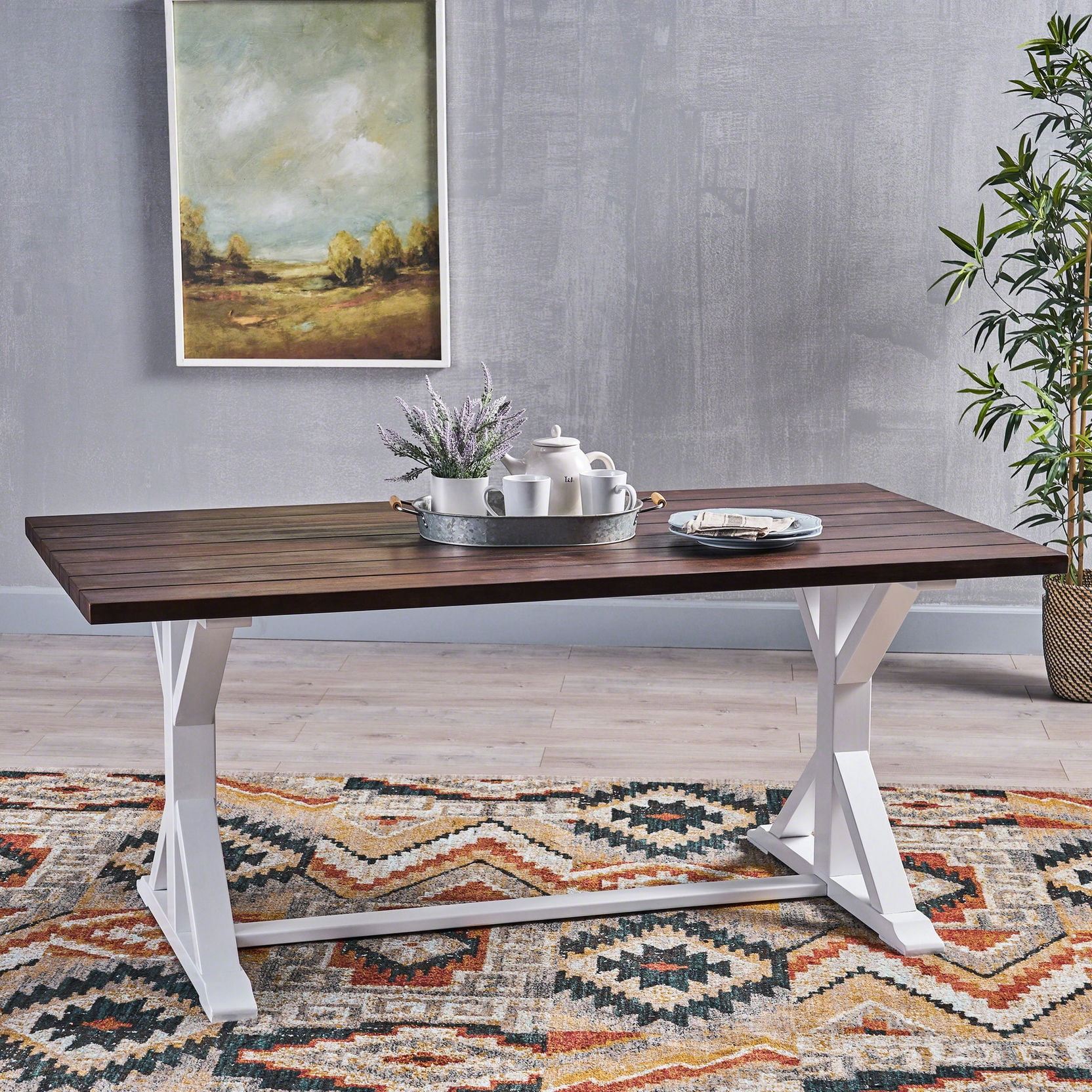 Acacia Wood Frame and White Legs Table / Create a Rustic Vibe - Walmart.com