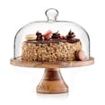 Royalty Art Acacia Wood Glass Cake Stand, Serving Tray and Cheese Board ...