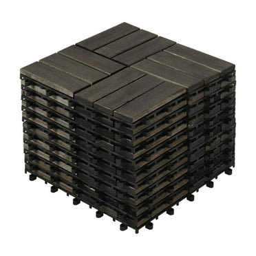 AURA 12" x 12" Premium Polymer Outdoor Patio Deck Tile, Driftwood Gray ...