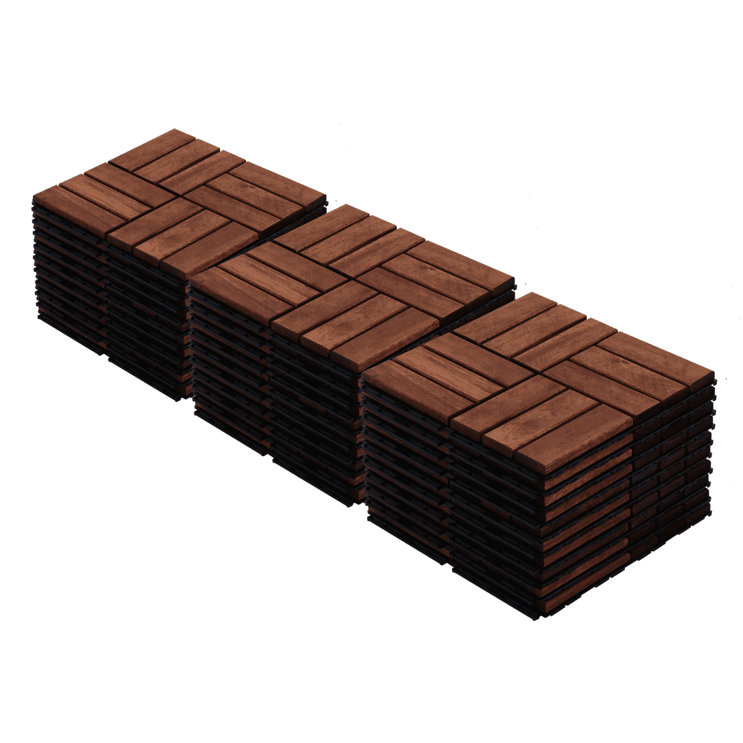 Acacia Wood Interlocking Deck Tiles Checker Pattern 30 PCS 12” x 12 ...