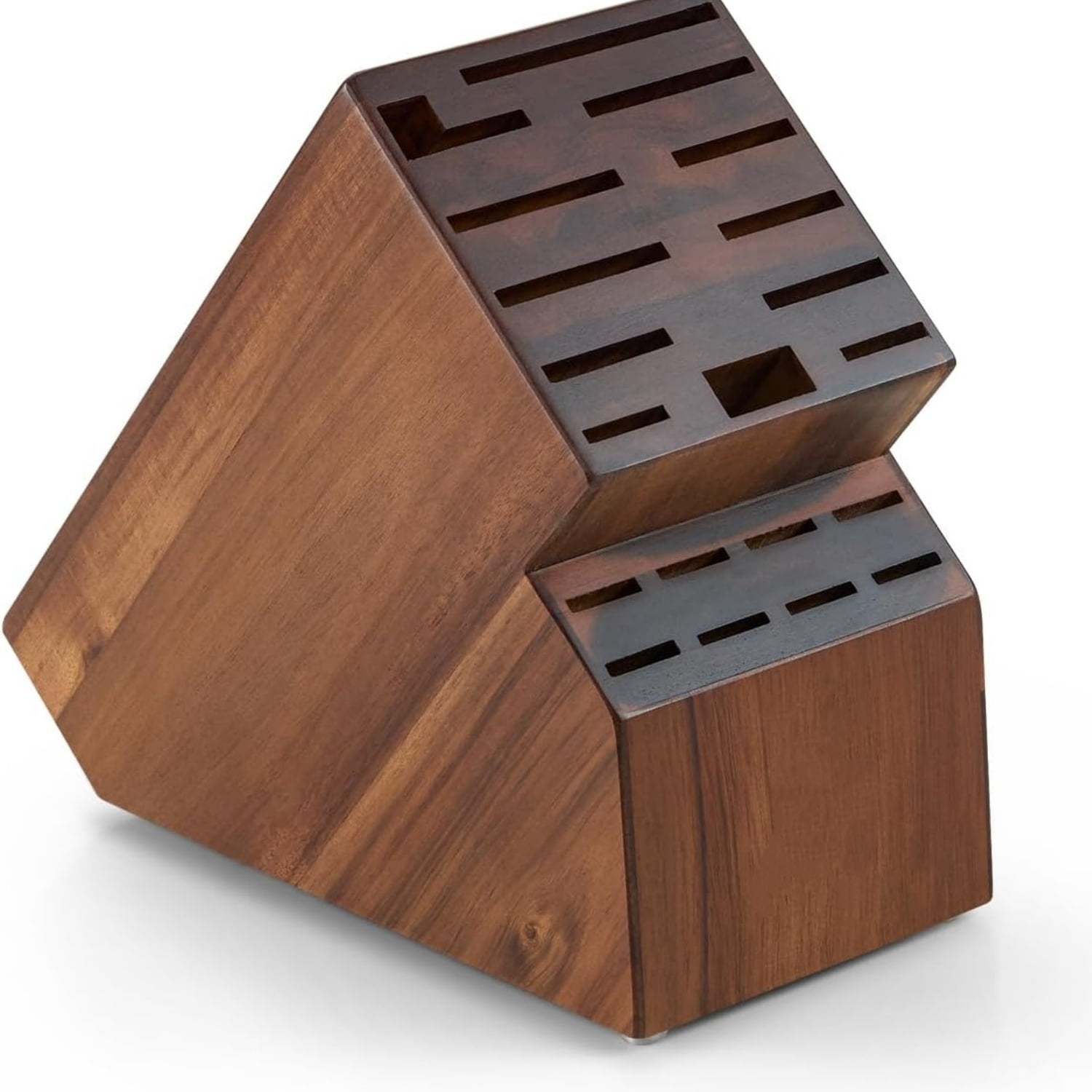 Acacia Wood Knife Storage Block without Knives, 20 Slot Universal Knife ...