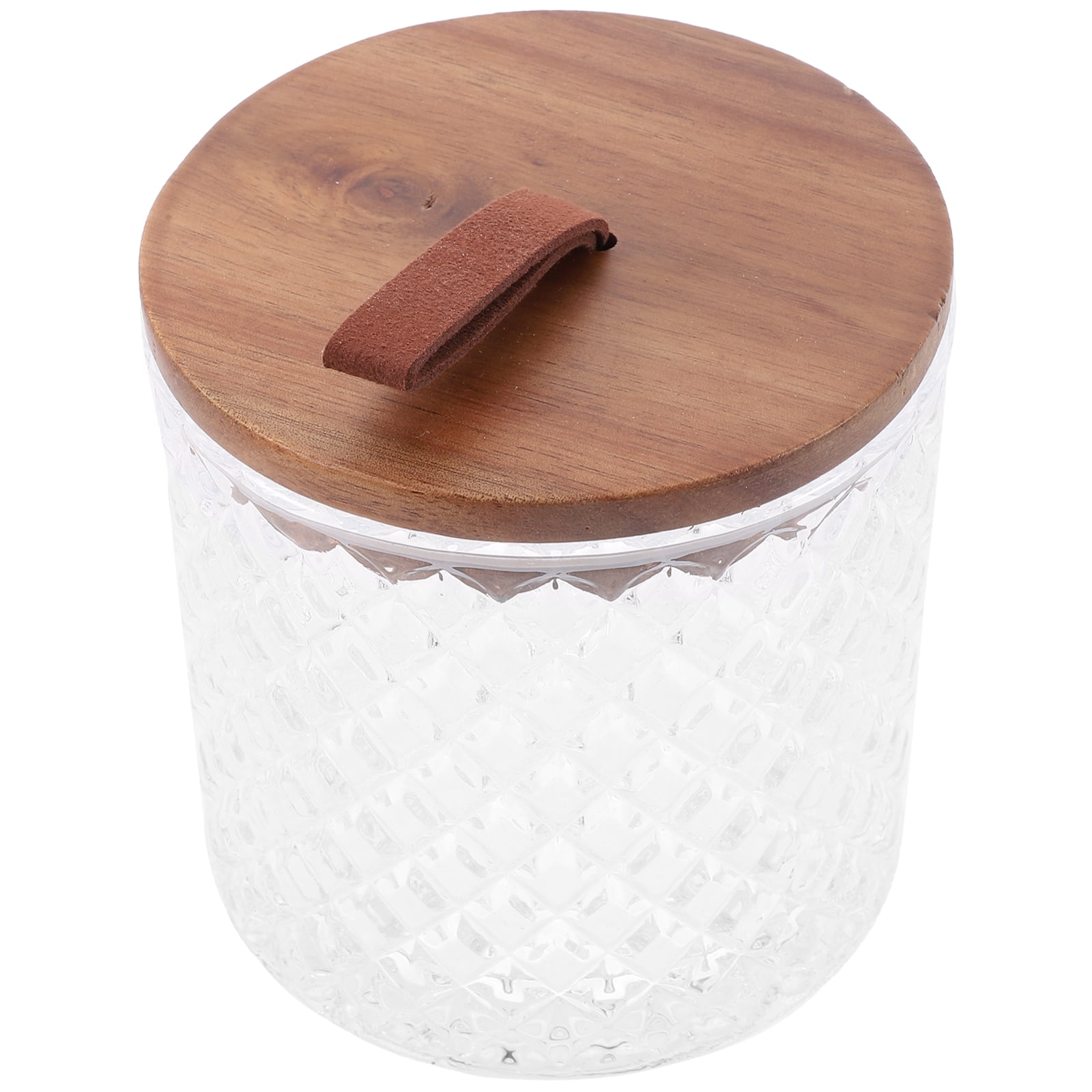 Acacia Wood Lid Sealed Glass Jewelry Cosmetics Storage Jar 600ml Flour ...