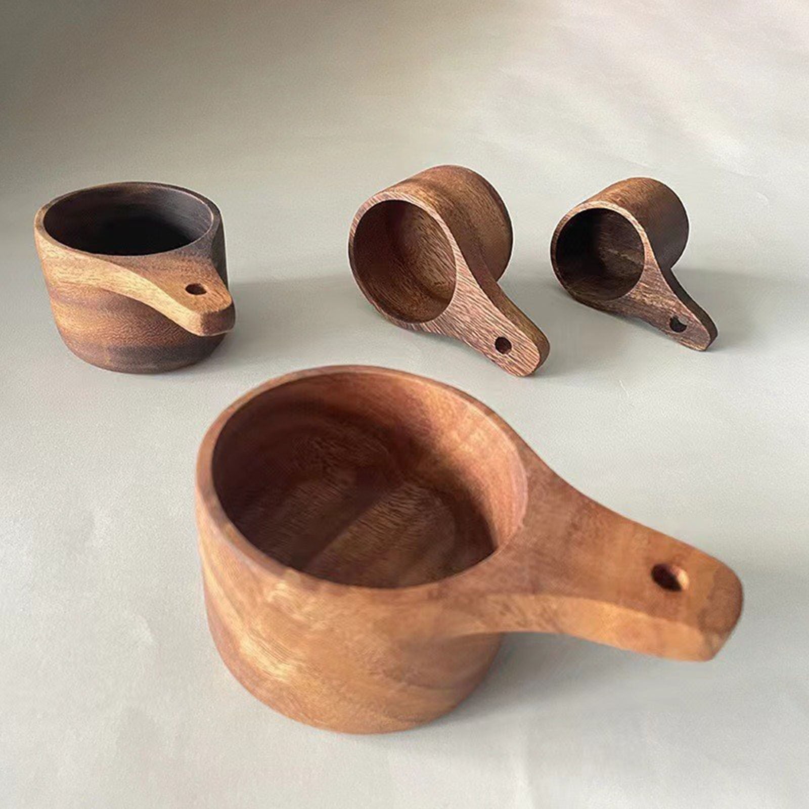 4PCS Wooden Measuring Cups and Spoons-Solid Acacia Wood, Laser Engraved ...