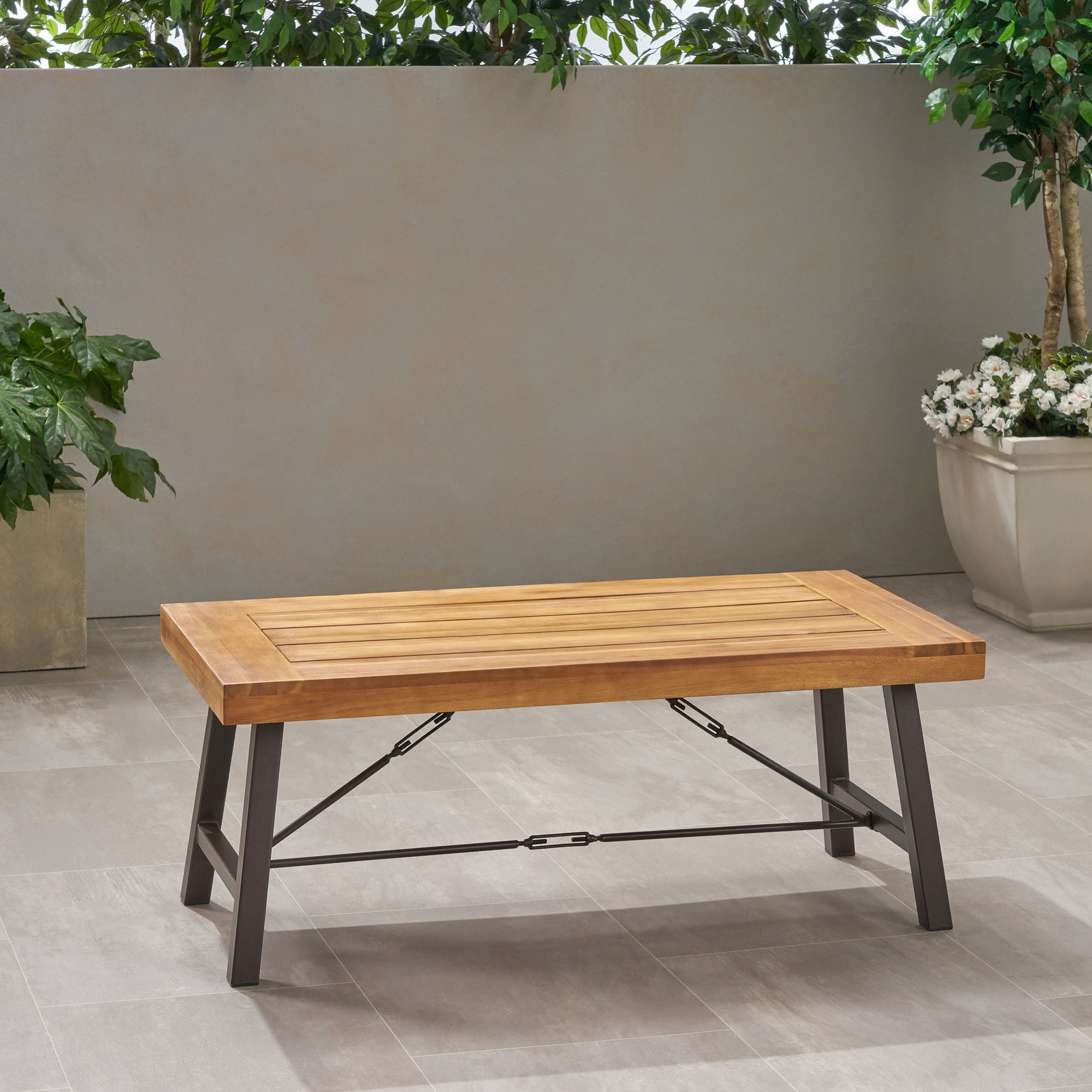 Acacia Wood - Modern Industrial Design with Slat Paneling - Outdoor ...