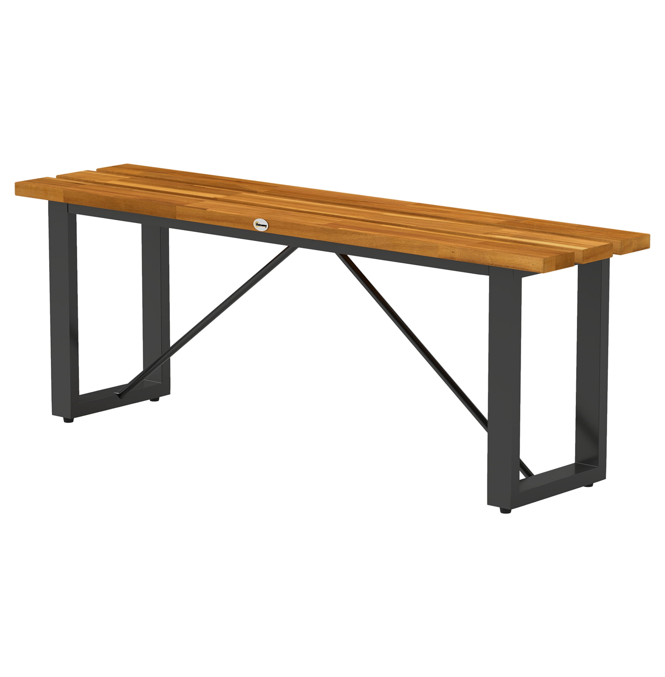 Acacia Wood Outdoor Bench - 2 Person Patio Bench, Backless Garden ...