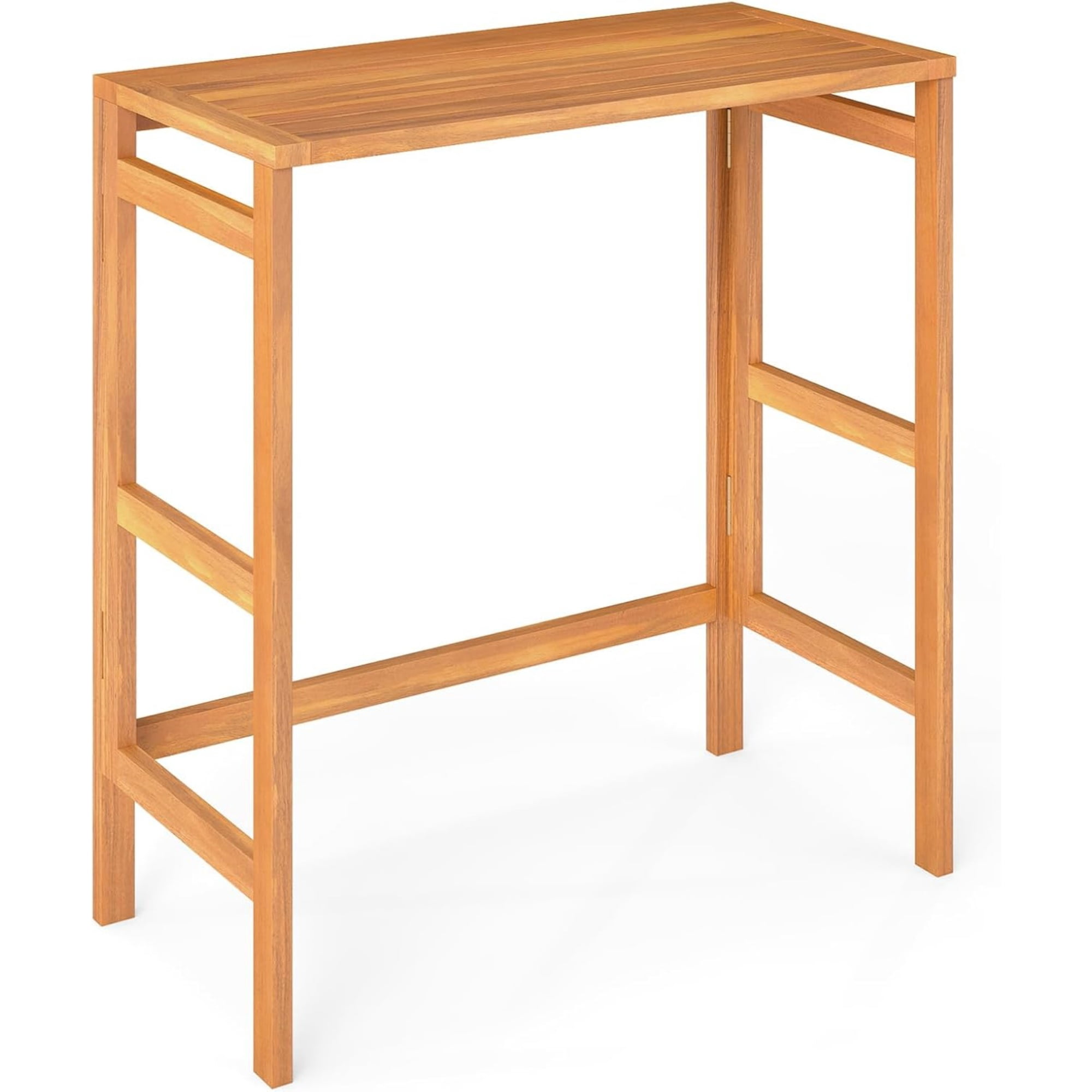 Acacia Wood Outdoor Folding Bar Table, Patio Rectangle Counter Height ...