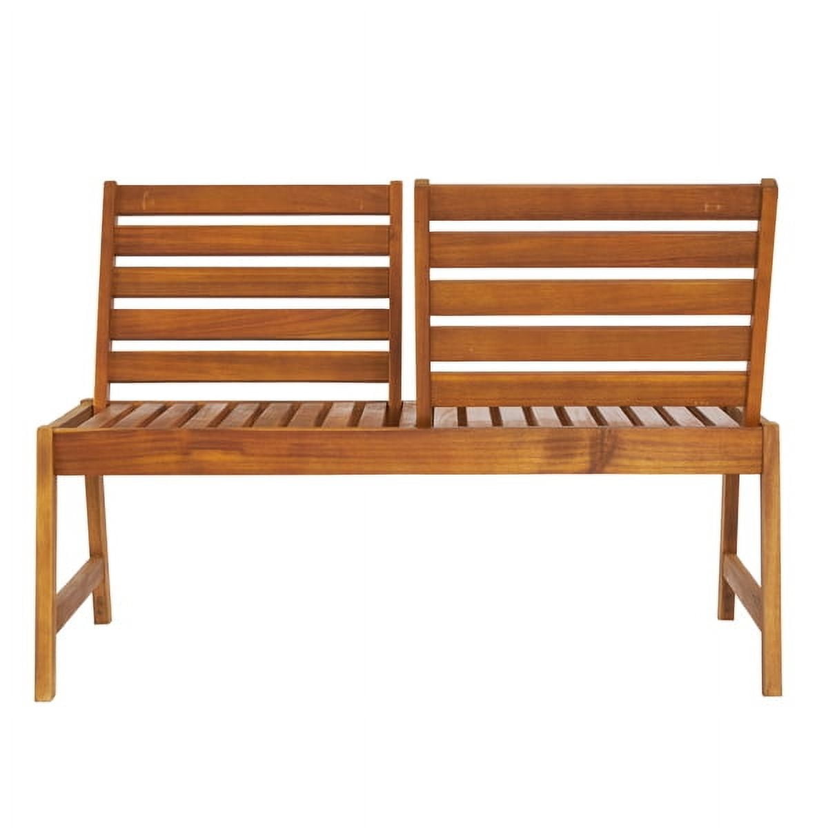 Acacia Wood Outdoor Patio Bench with Adjustable Backrest, 2-Person Park ...