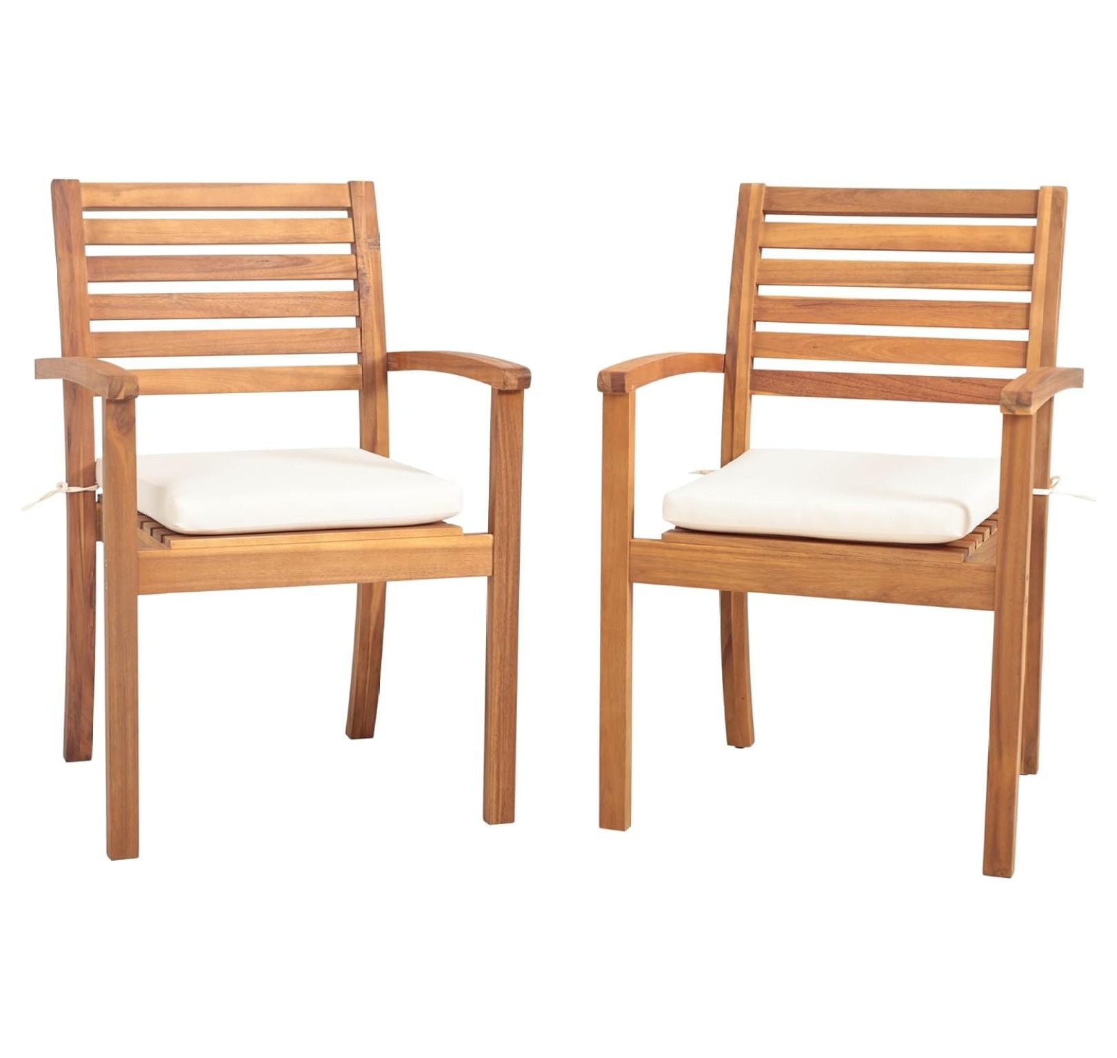 Acacia Wood Patio Dining Chairs, Outdoor Dining Chairs Set of 2, Stackable Patio Wooden Chair ...