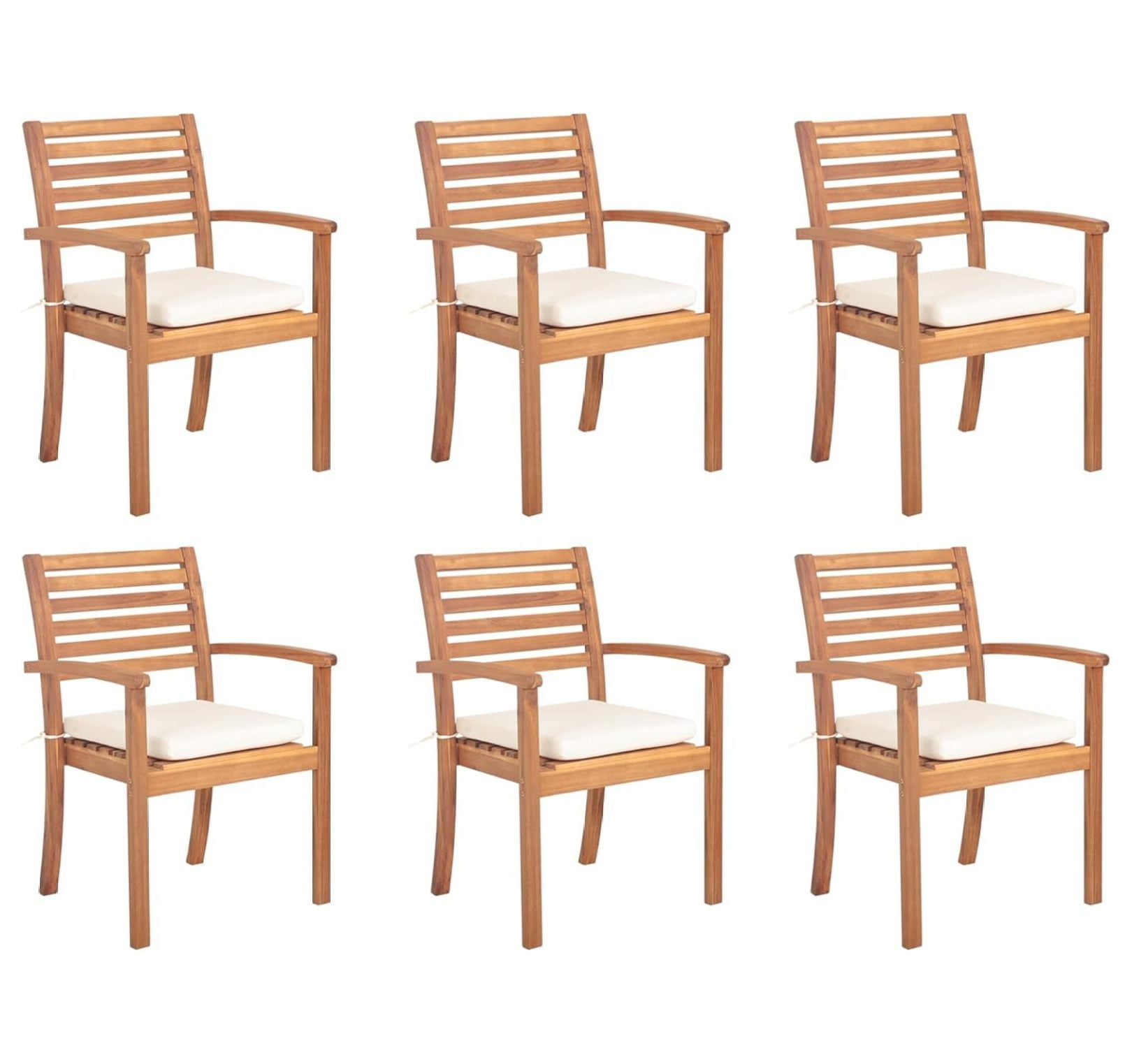 Acacia Wood Patio Dining Chairs, Outdoor Dining Chairs Set of 6, Stackable Patio Wooden Chair ...