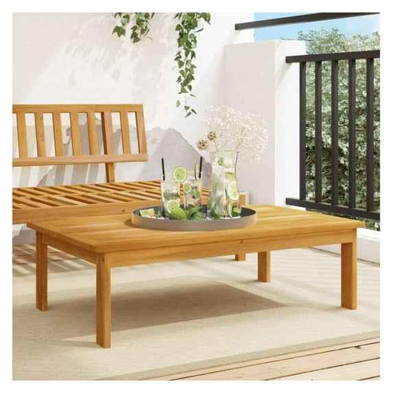 Acacia Wood Patio Table 39.4", Outdoor Garden Side Table, Solid Wood ...