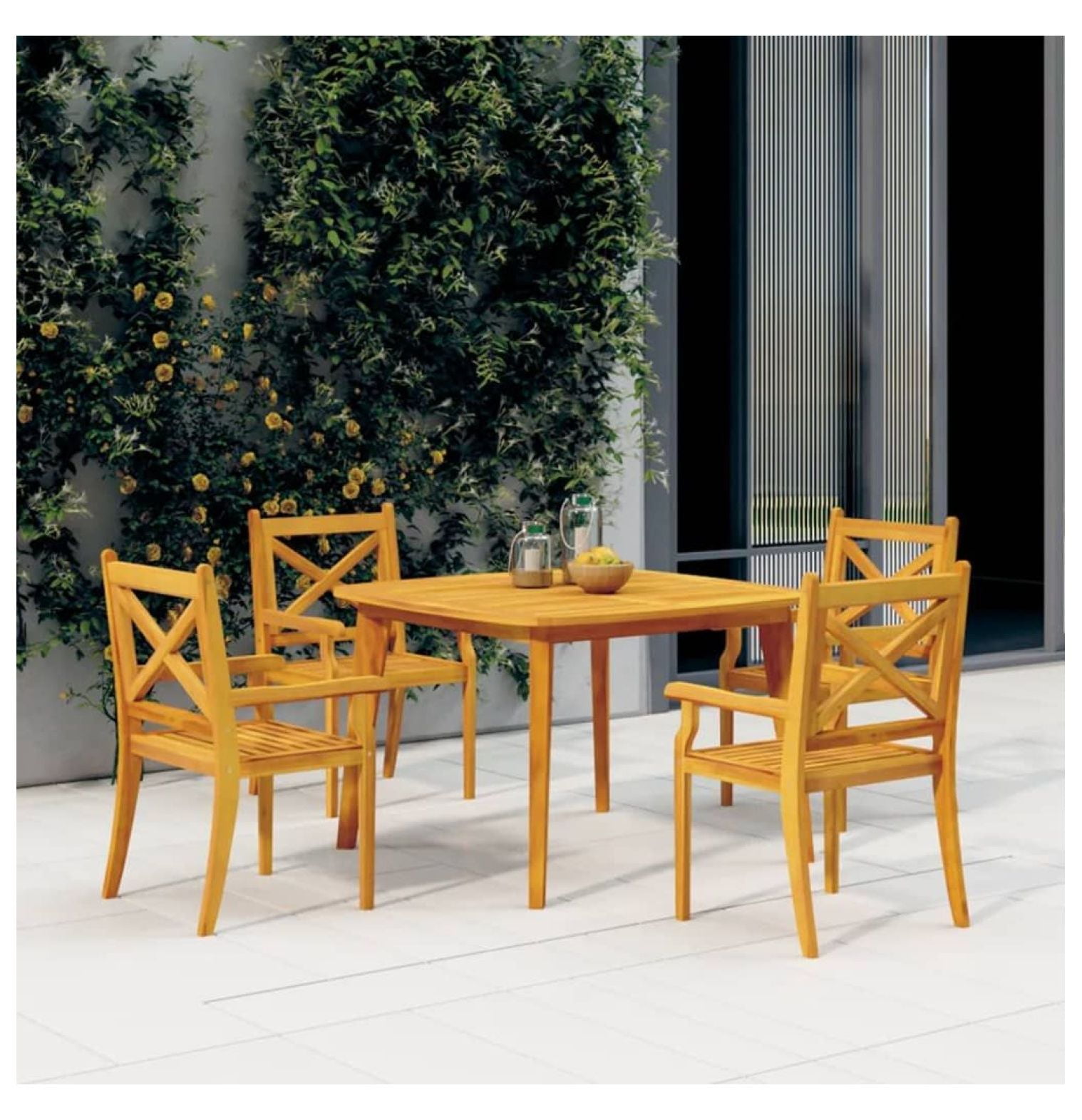 Acacia Wood Patio Table 43.3", Outdoor Dining Table, Solid Wood Garden ...