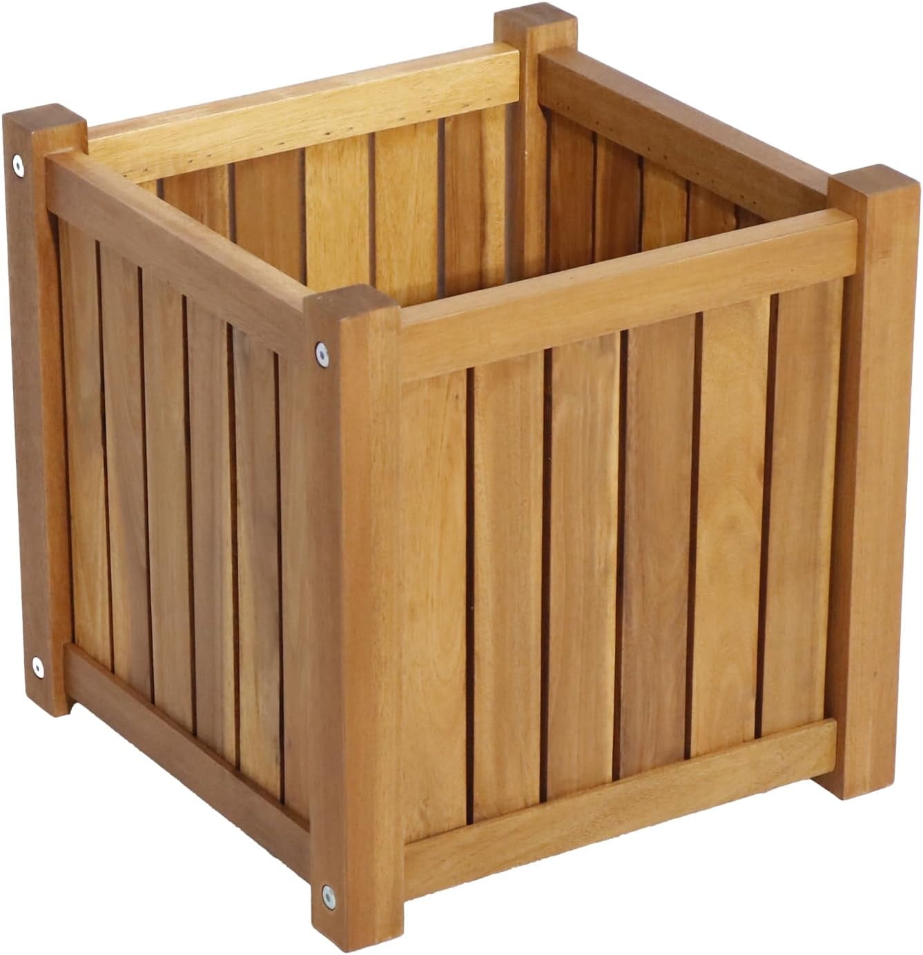 Acacia Wood Planter Box, Durable Square Small Pot, 14 Inches Wooden ...