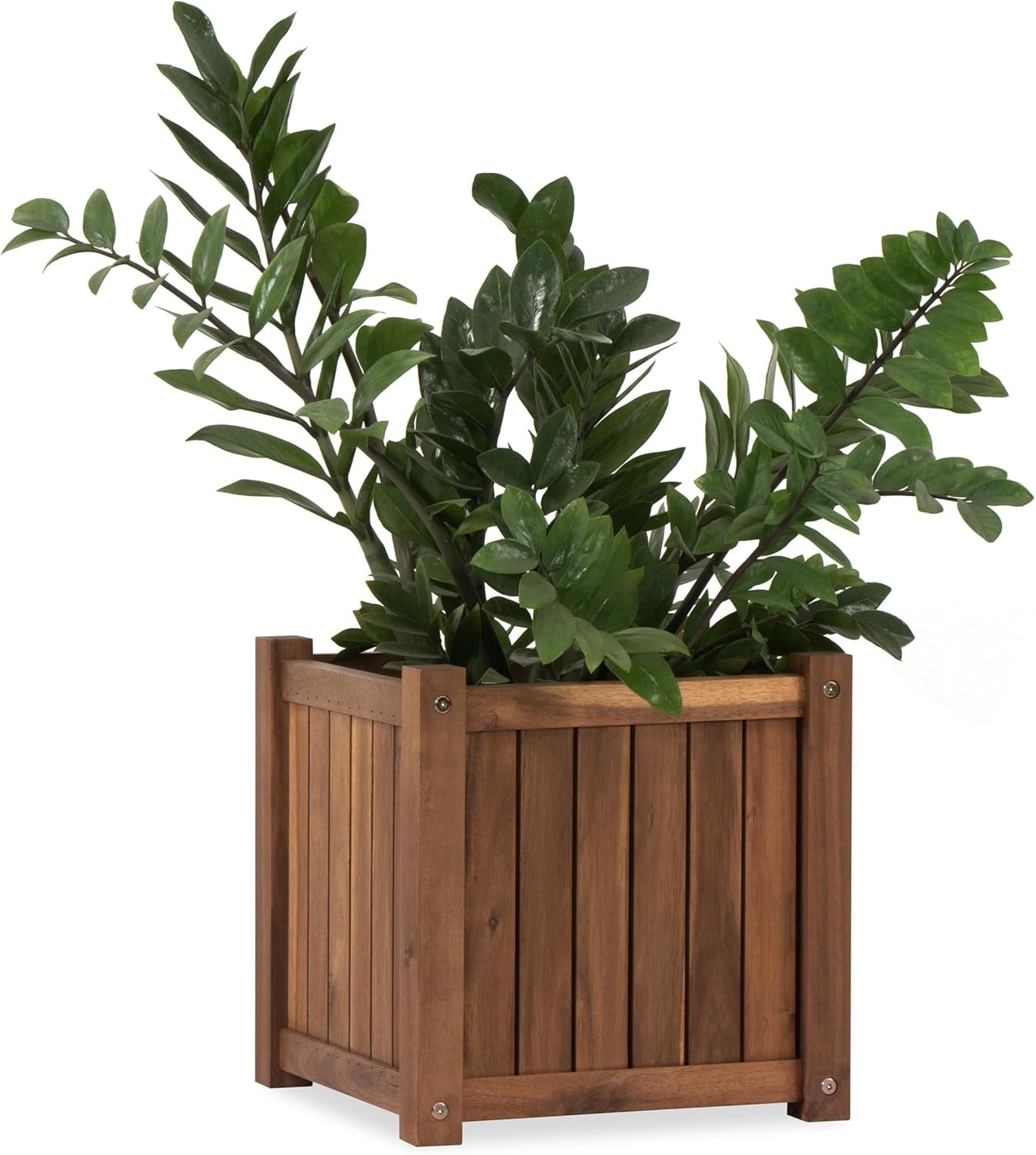 Acacia Wood Planter Box, Durable Square Small Pot, 14 Inches Wooden ...