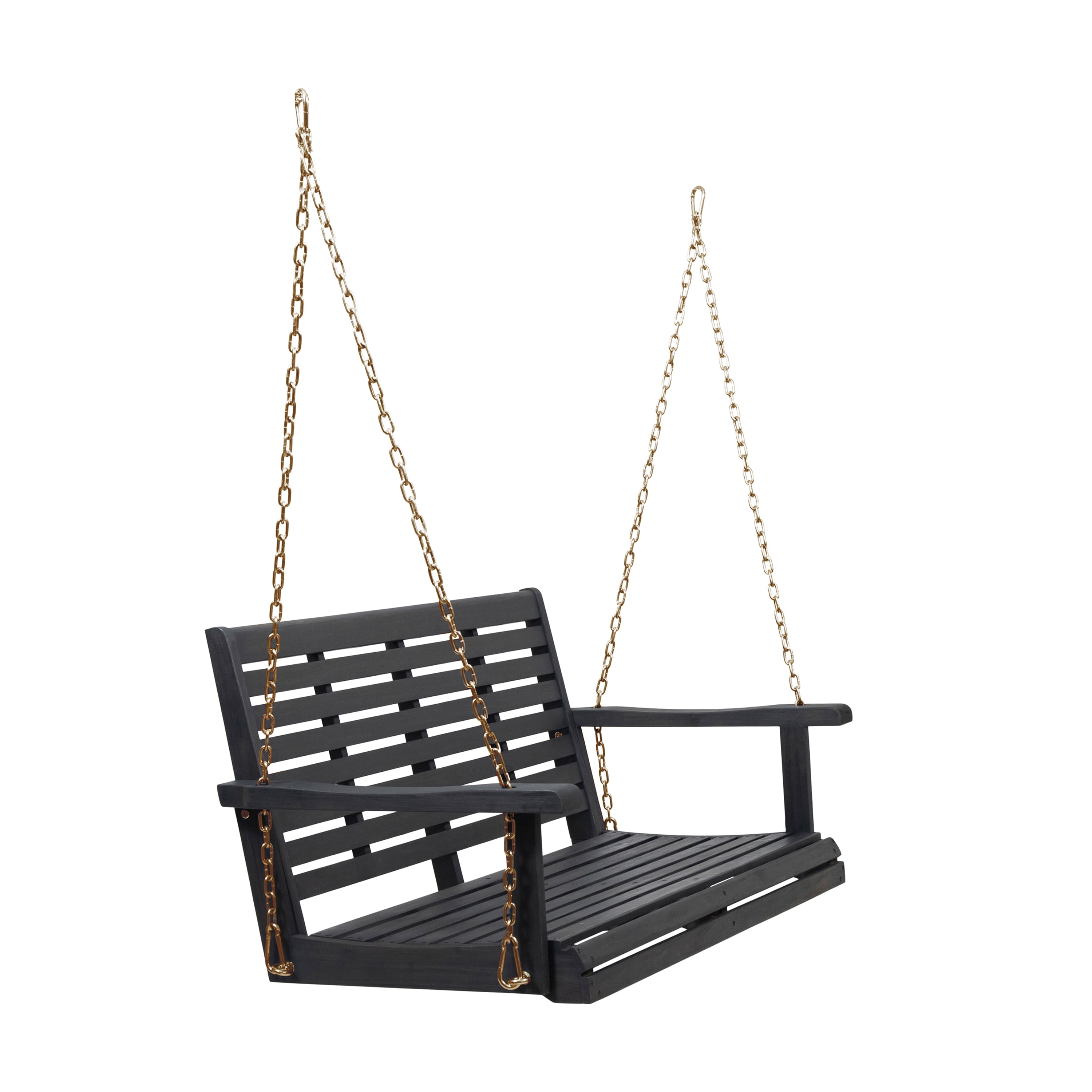 Acacia Wood Porch Swing, Slat Design for Breathability, Hand-Crafted ...