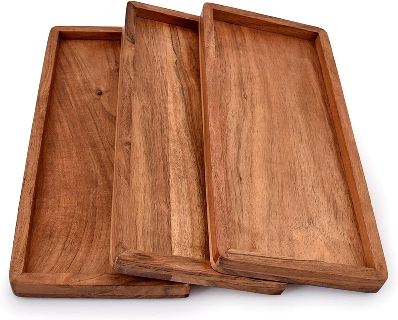 Acacia Wood Rectangular Wooden Platters for Home Decor, Food ...