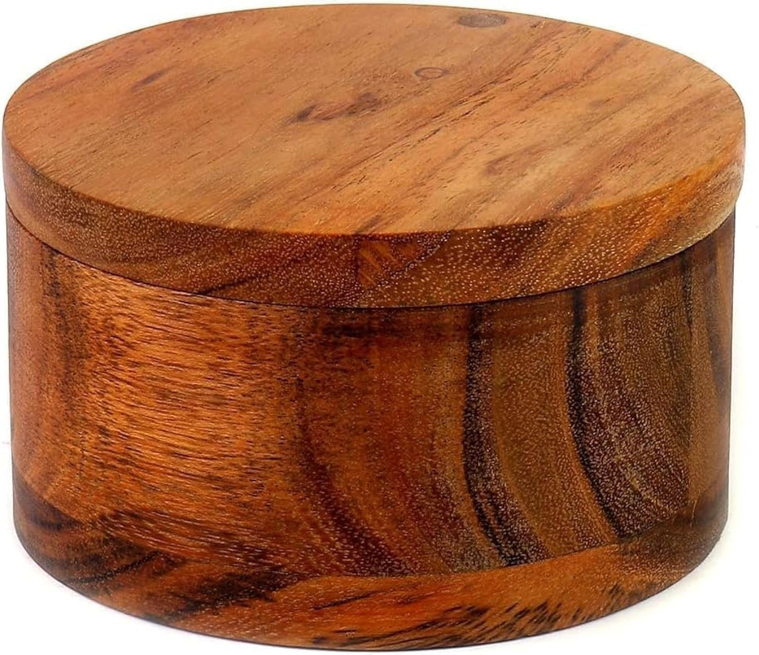 The Acacia Wood Salt Box or Spice Box features a twist-off lid, perfect ...