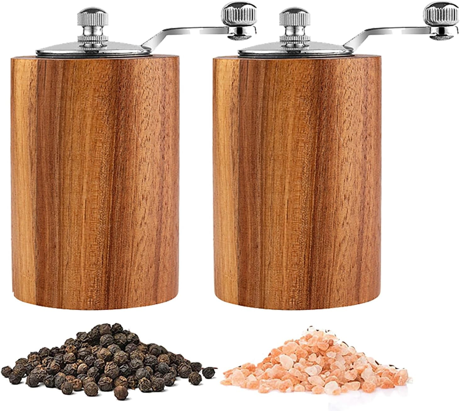 Acacia Wood Salt and Pepper Grinder Mills Sets,Wooden Shakers with ...