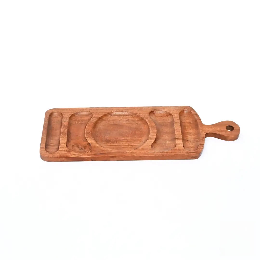 Acacia Wood Serving Platter, 17x6 Inch Sectional Charcuterie Board for ...