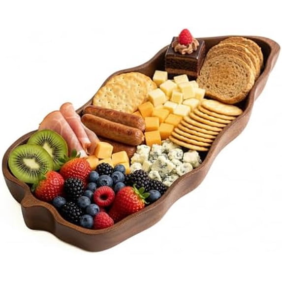 Acacia Wood Serving Tray, Leaf Design Wood Tray, Party Platter, Serving ...