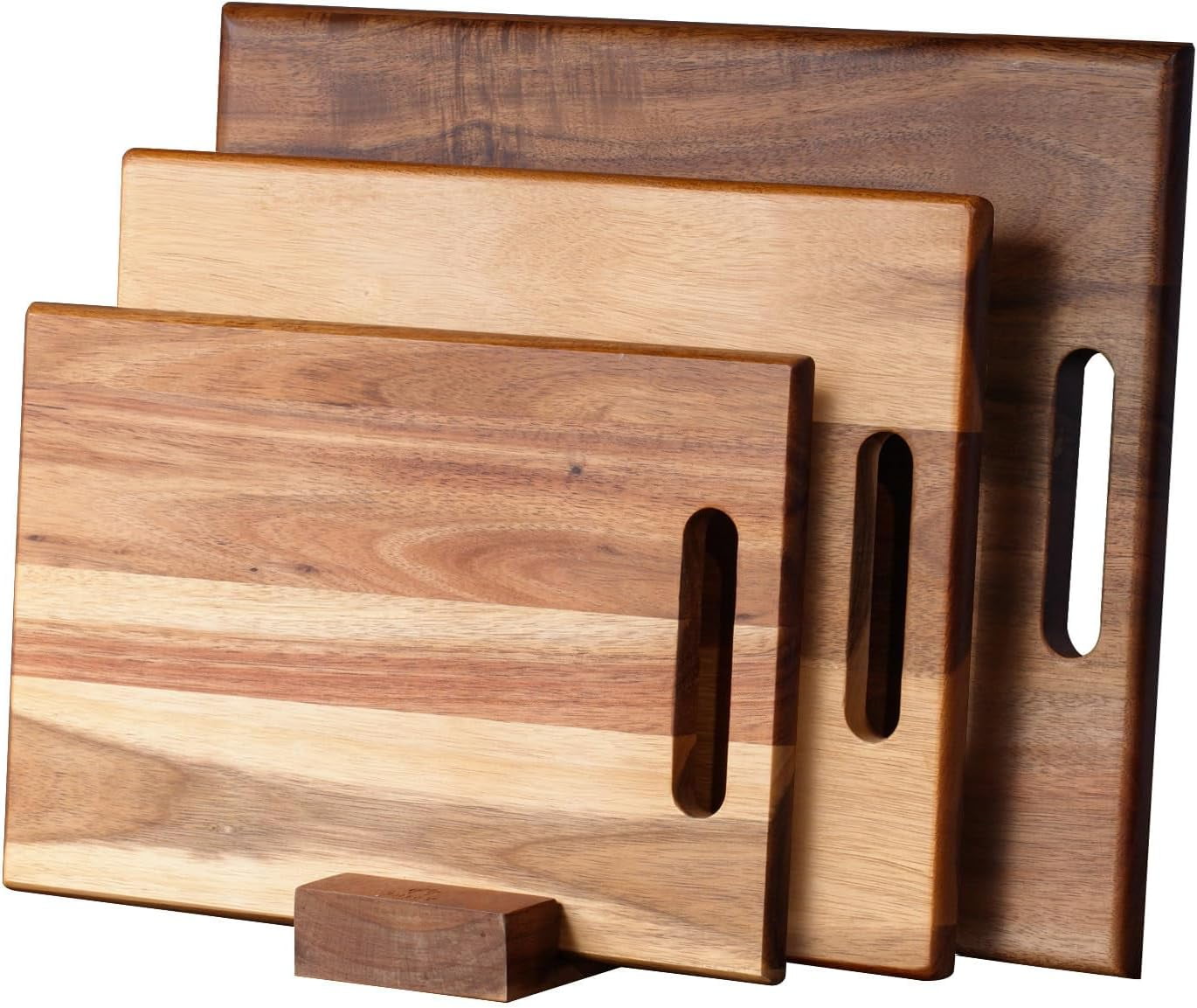 Acacia Wood Set of 3 PCS for Kitchen, Large Wooden Cutting Board Set ...