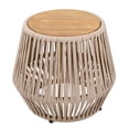 Acacia Wood Side Table with Beige Rope Base - Light Teak Finish, Modern ...