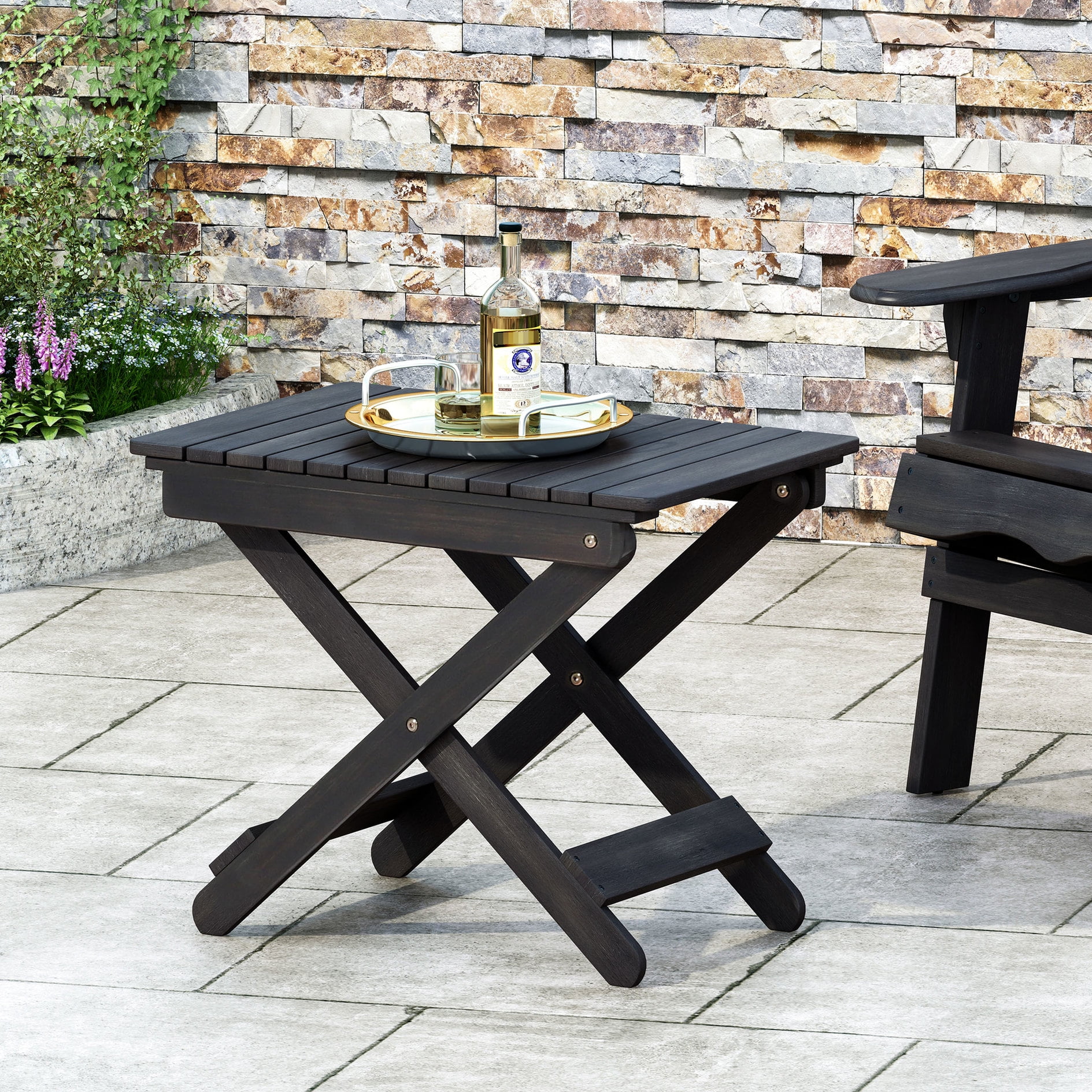 Acacia Wood, Slat-Top Side Table - A Refined Companion for Seating ...