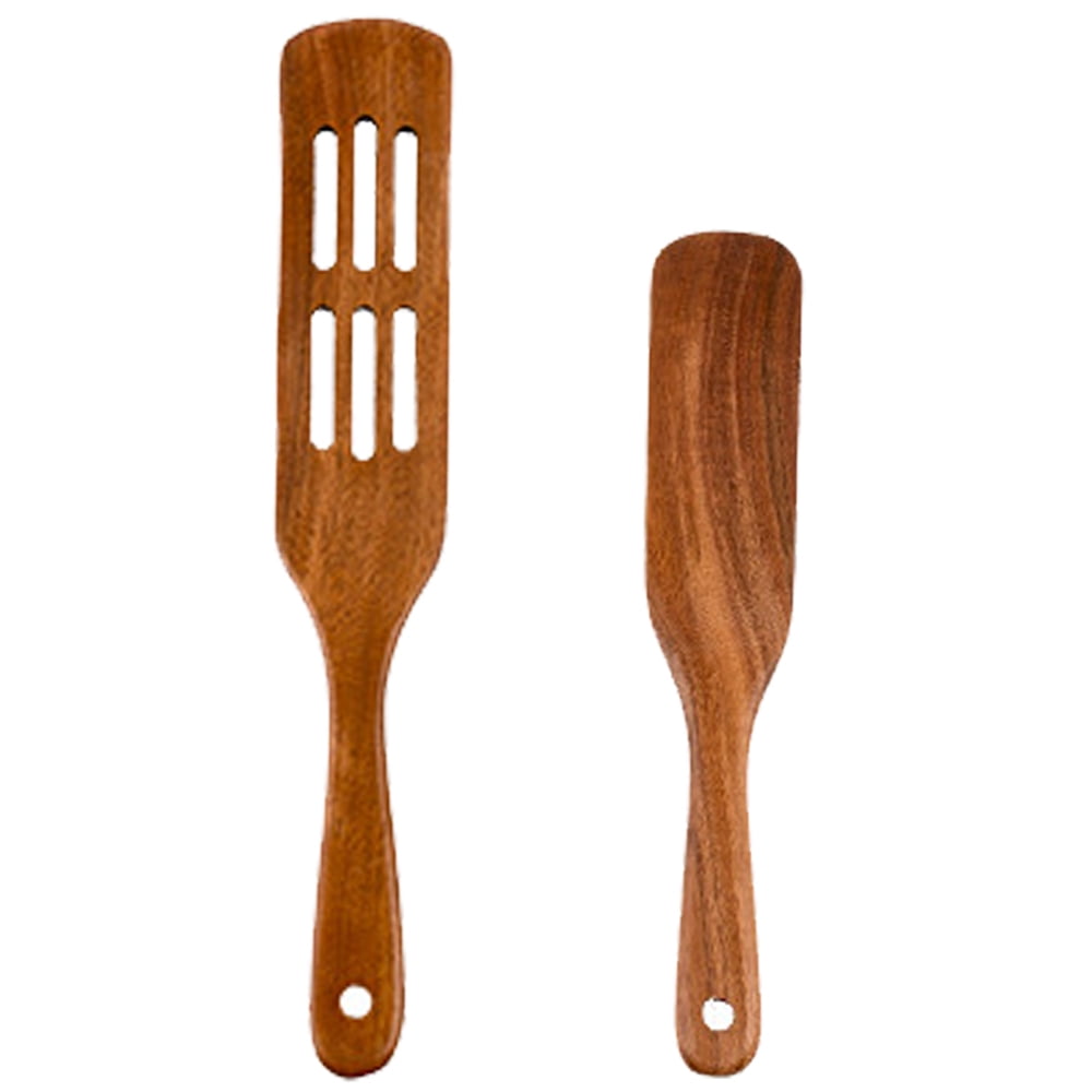 Acacia Wood Spatula Set Wooden Kitchen Utensils Set of 2, Wooden ...